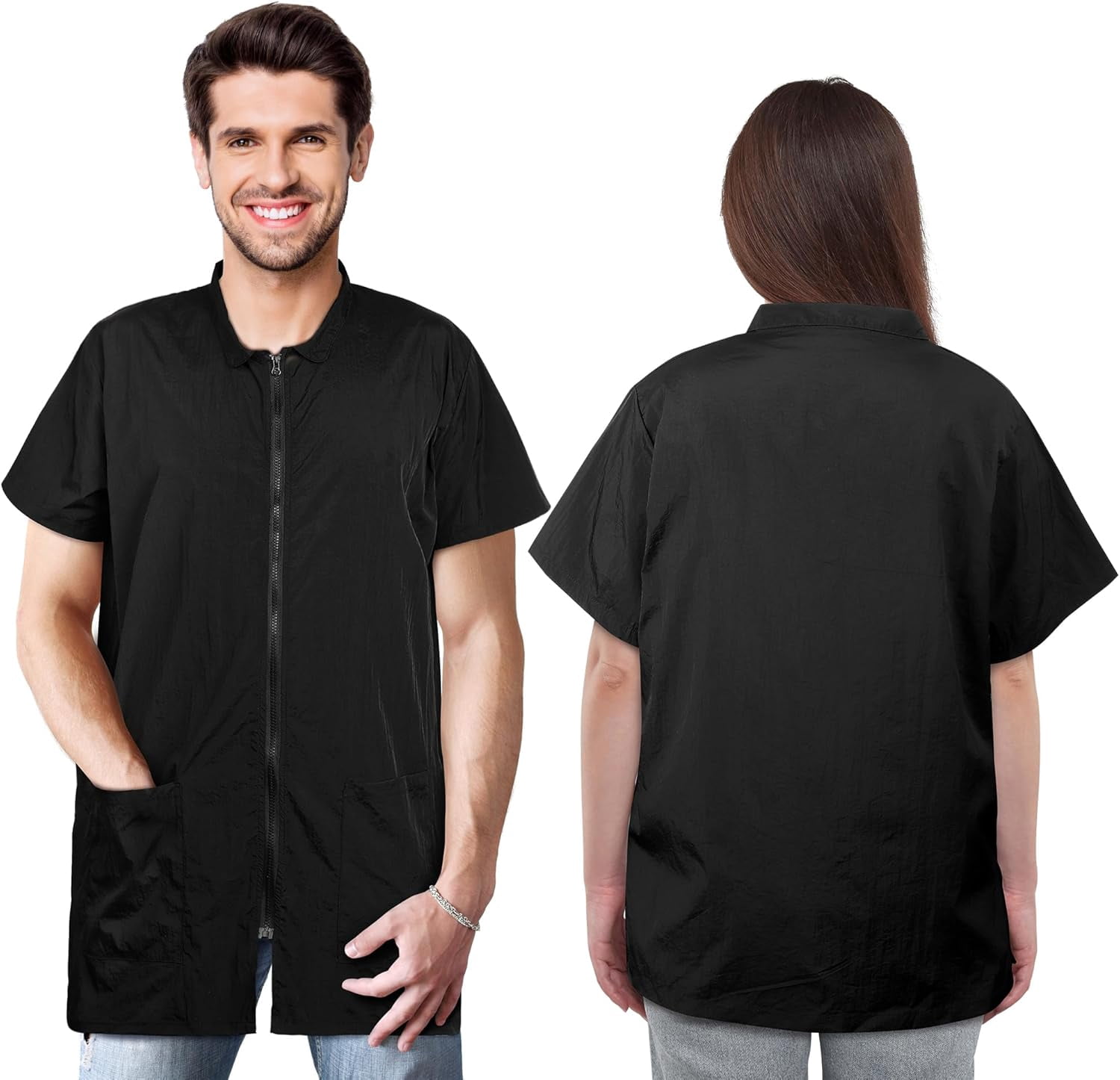 2 Pack Pet Grooming Work Clothes Black Pet Groomer Uniforms with Full ...