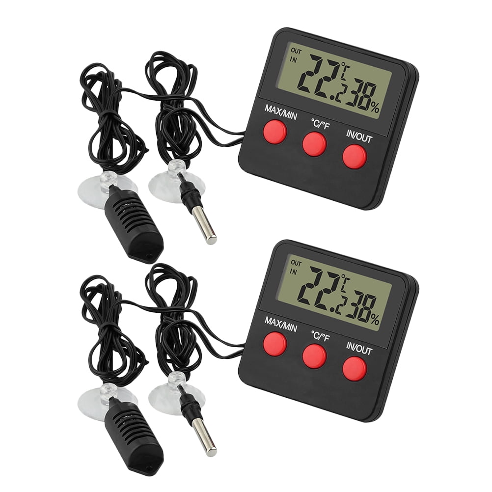2 Pack Pet Thermometer Fish Tank Thermostat Reptile Accessories Black ...