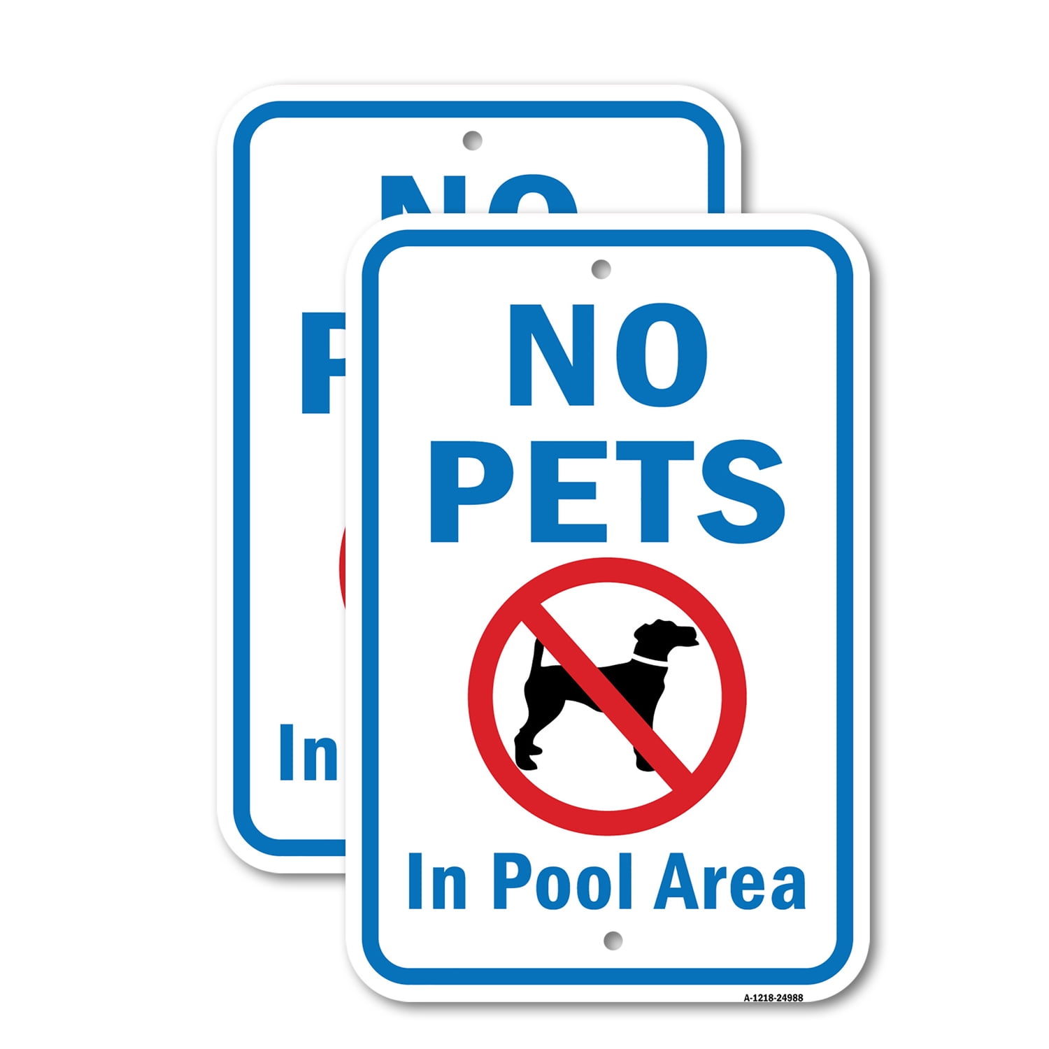 (2 Pack) No Pets In Pool Area | 18" X 24" Heavy-Gauge Aluminum Sign ...