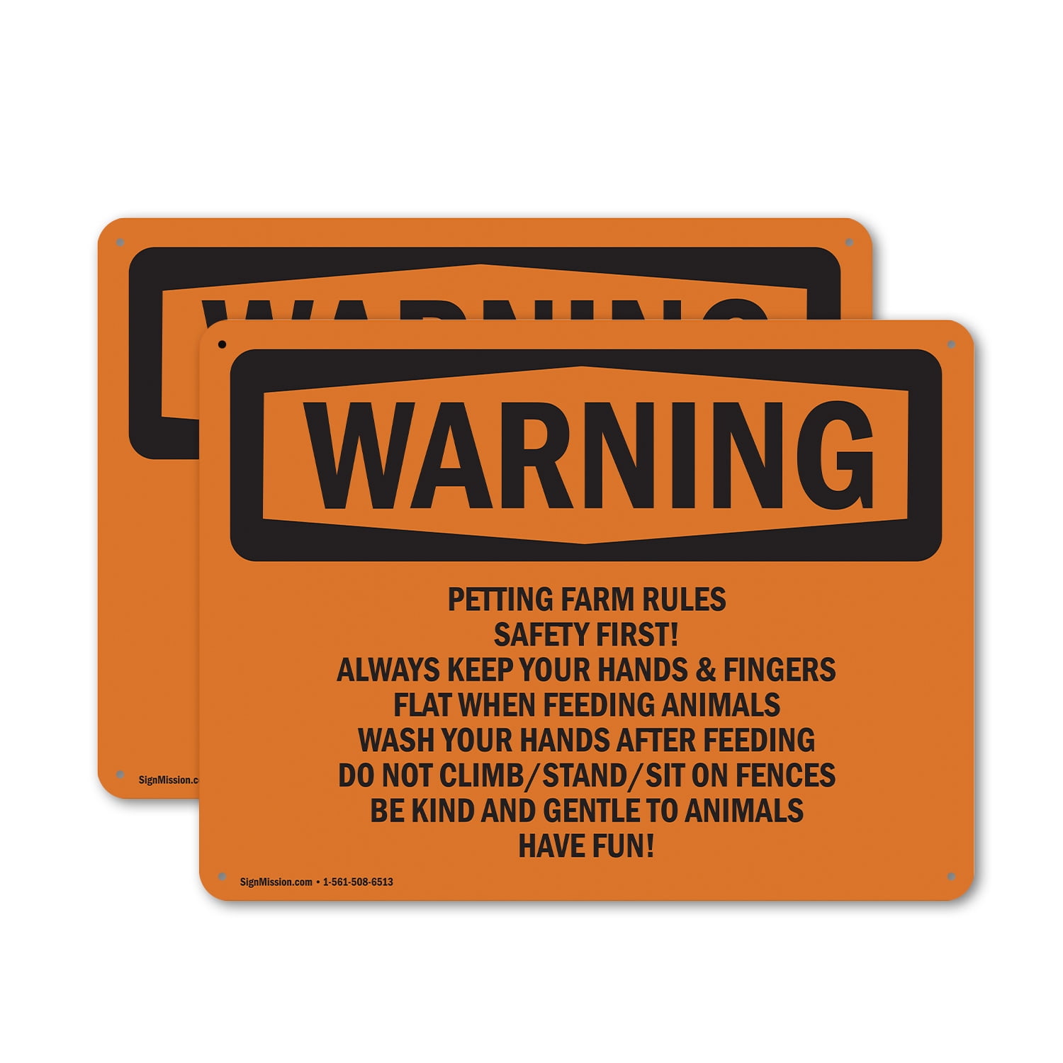 (2 Pack) Petting Farm Rules Safety First! Always OSHA Warning Sign 18 ...