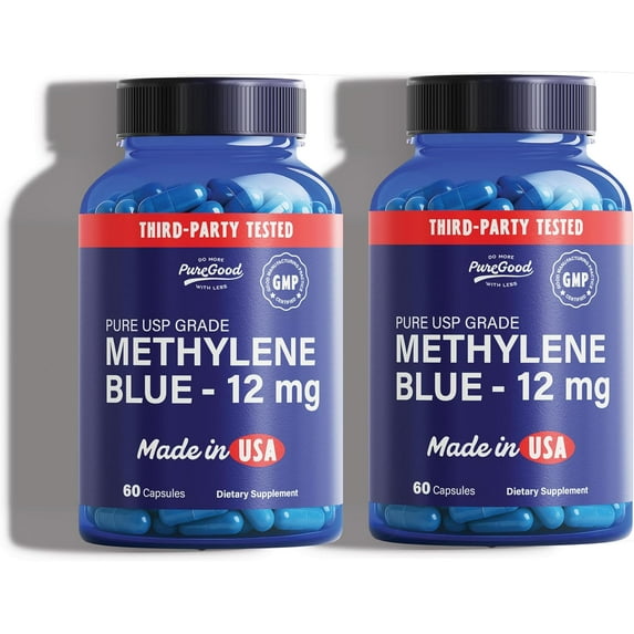 2 Pack Pharmaceutical Grade Methylene Blue Capsules (120 Count 12mg ...