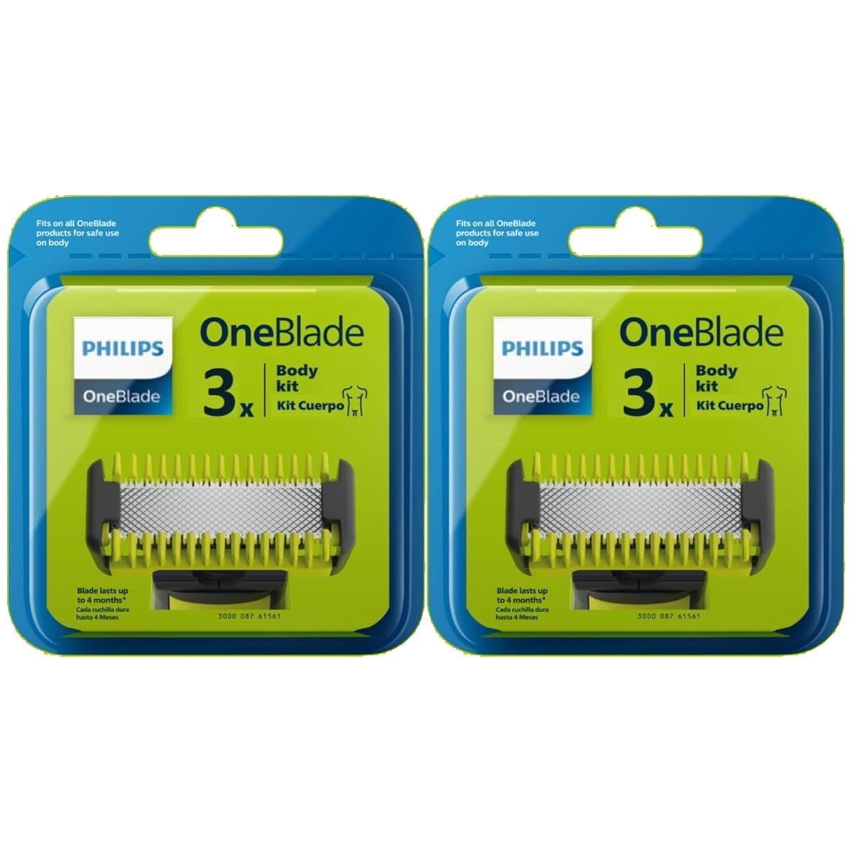 2 Pack Philips OneBlade Original Replacement Blades for Face/Body Kit ...