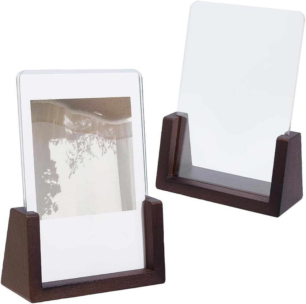 2 Pack Picture Frame with Wood Base 4.5x6.3 Inch Rectangle Coconut ...