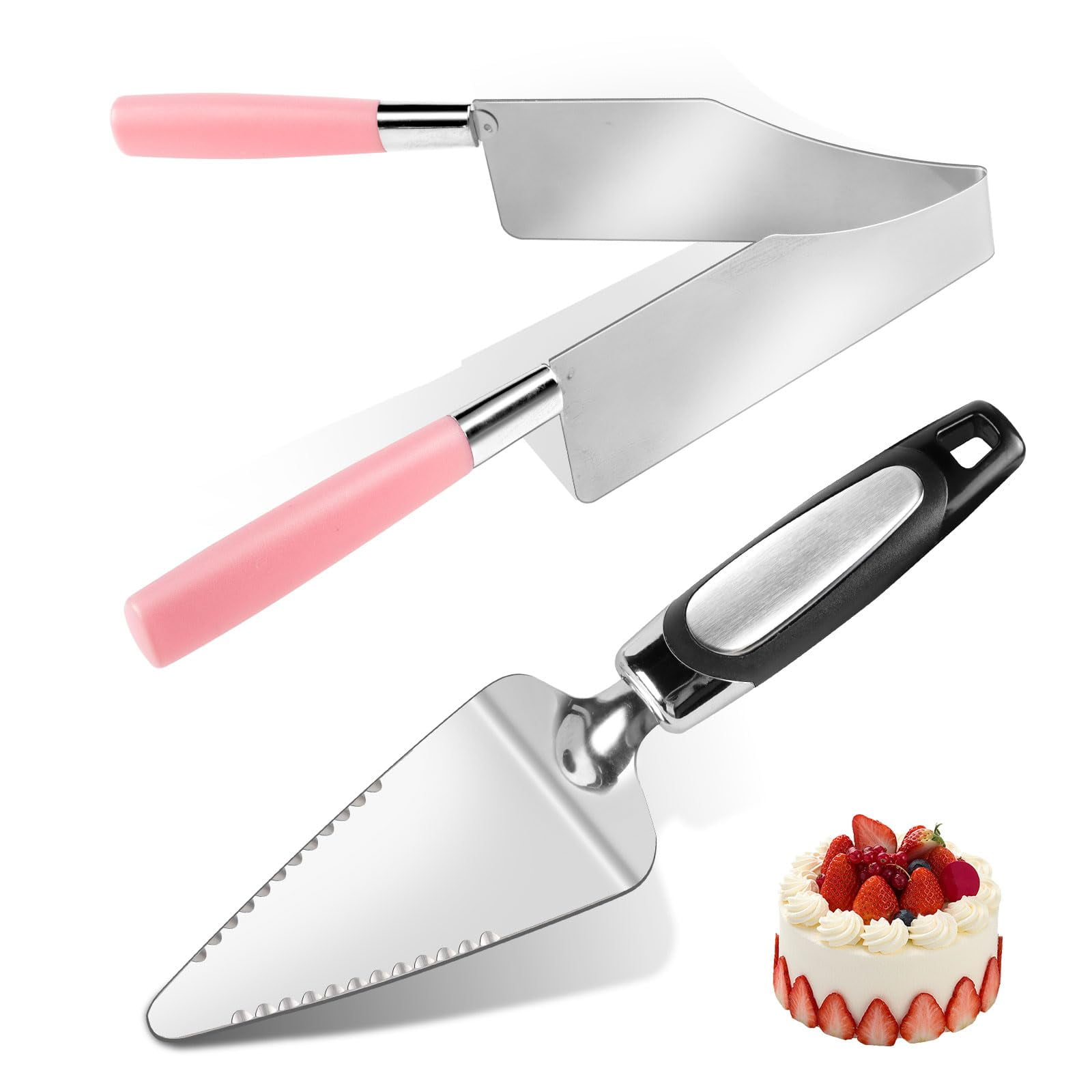 2 Pack Pie Server Set Stainless Steel Pie Spatula Serrated with ...
