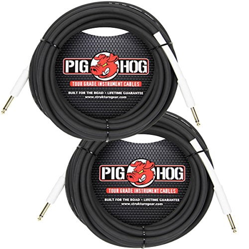 2-Pack Pig Hog PH25 Tour Grade Instrument Cable 1/4" - 1/4" 8mm - 25ft ...