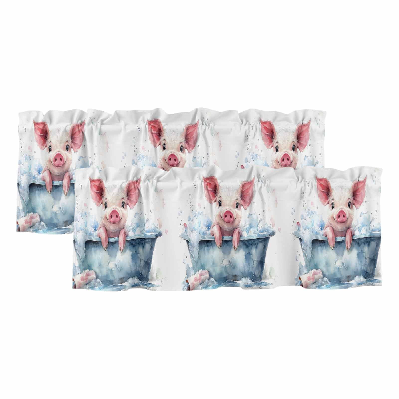 2 Pack Pig Taking Valance for Window A Bath Kitchen Valance Rod Pocket ...