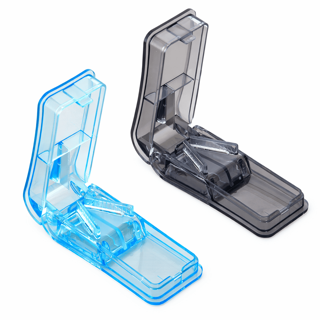 2-Pack Pill Cutter and Organizer, 2-in-1 Tablet Splitter with Built-in ...