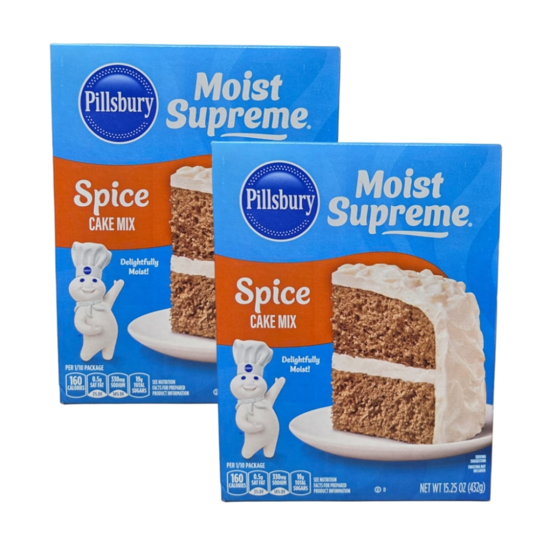 (2 Pack) Pillsbury Moist Supreme Spice Cake Mix 15.25 oz - Walmart.com