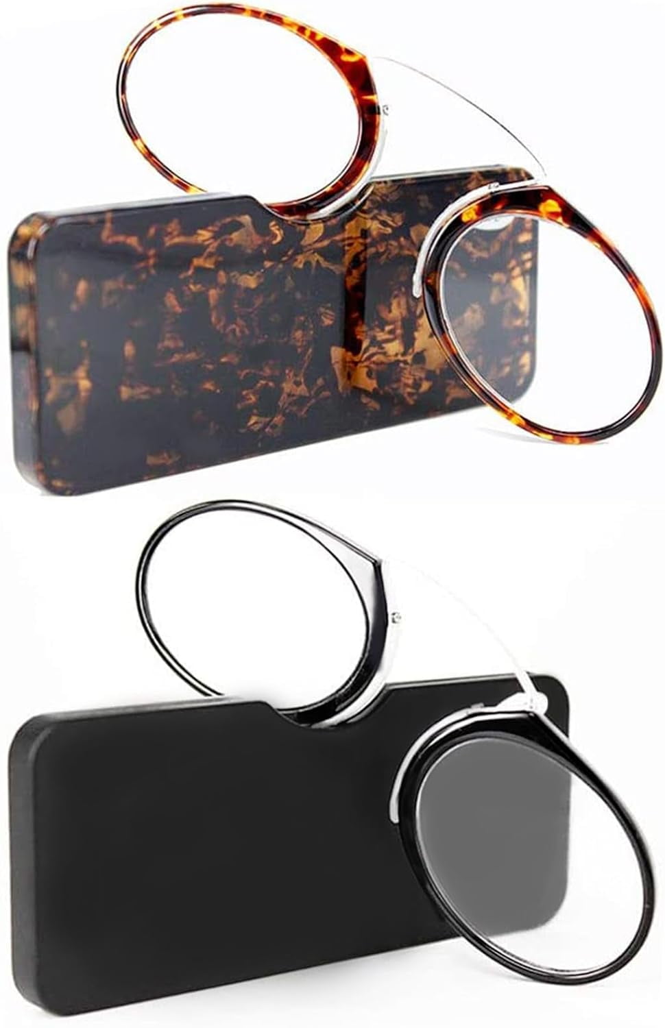 2 Pack Pinch Nose Clip on Reading Glasses Armless for Men Women, No ...