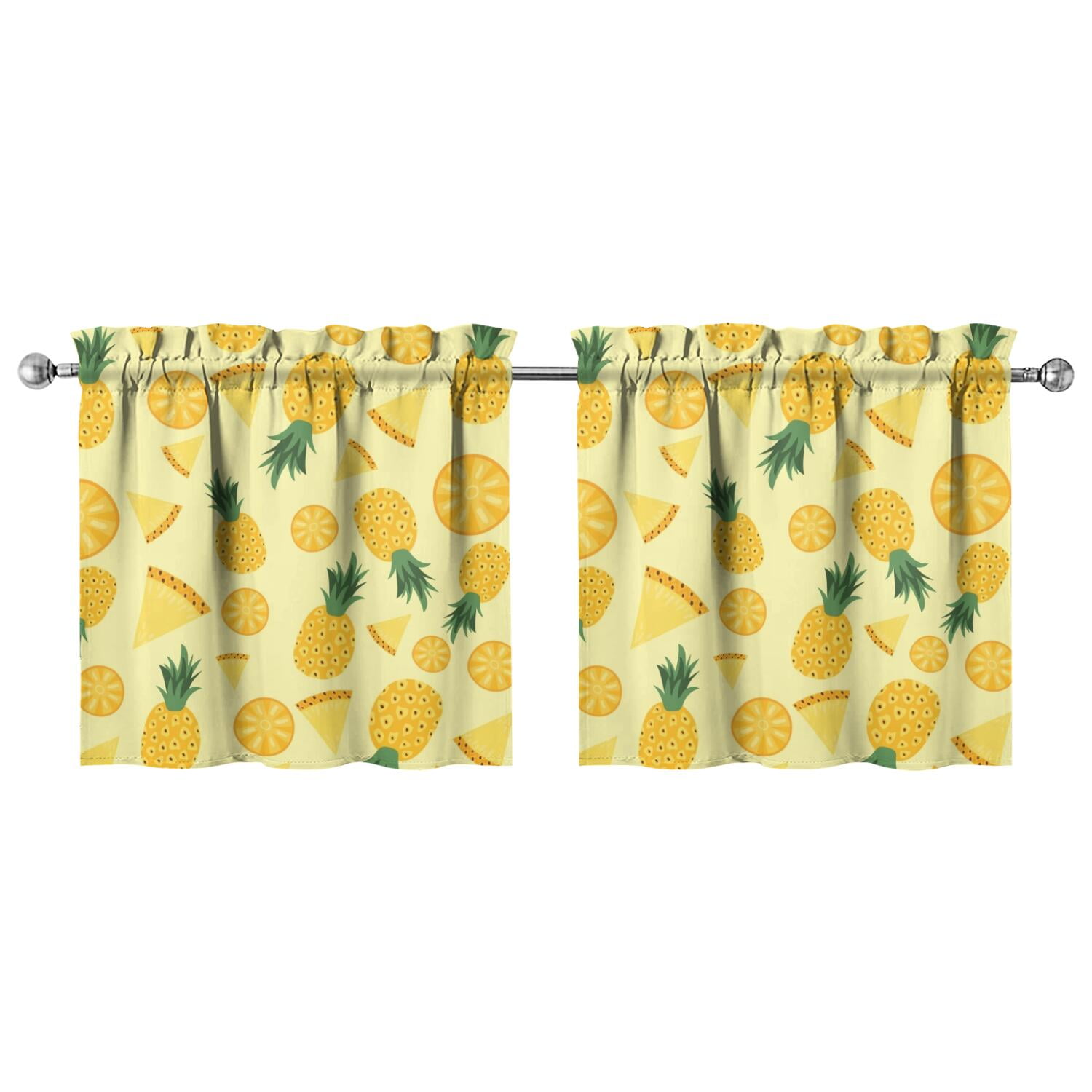 2 Pack Pineapple Print Kitchen Curtains 27.5x24 Inch - Tropical ...