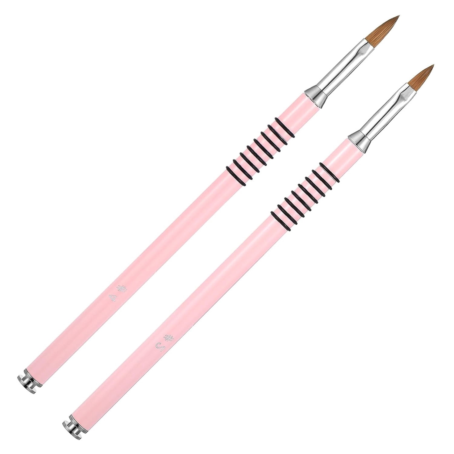 2 Pack Pink Acrylic Nail Brushes, Kolinsky Nail Art Brush Set ...