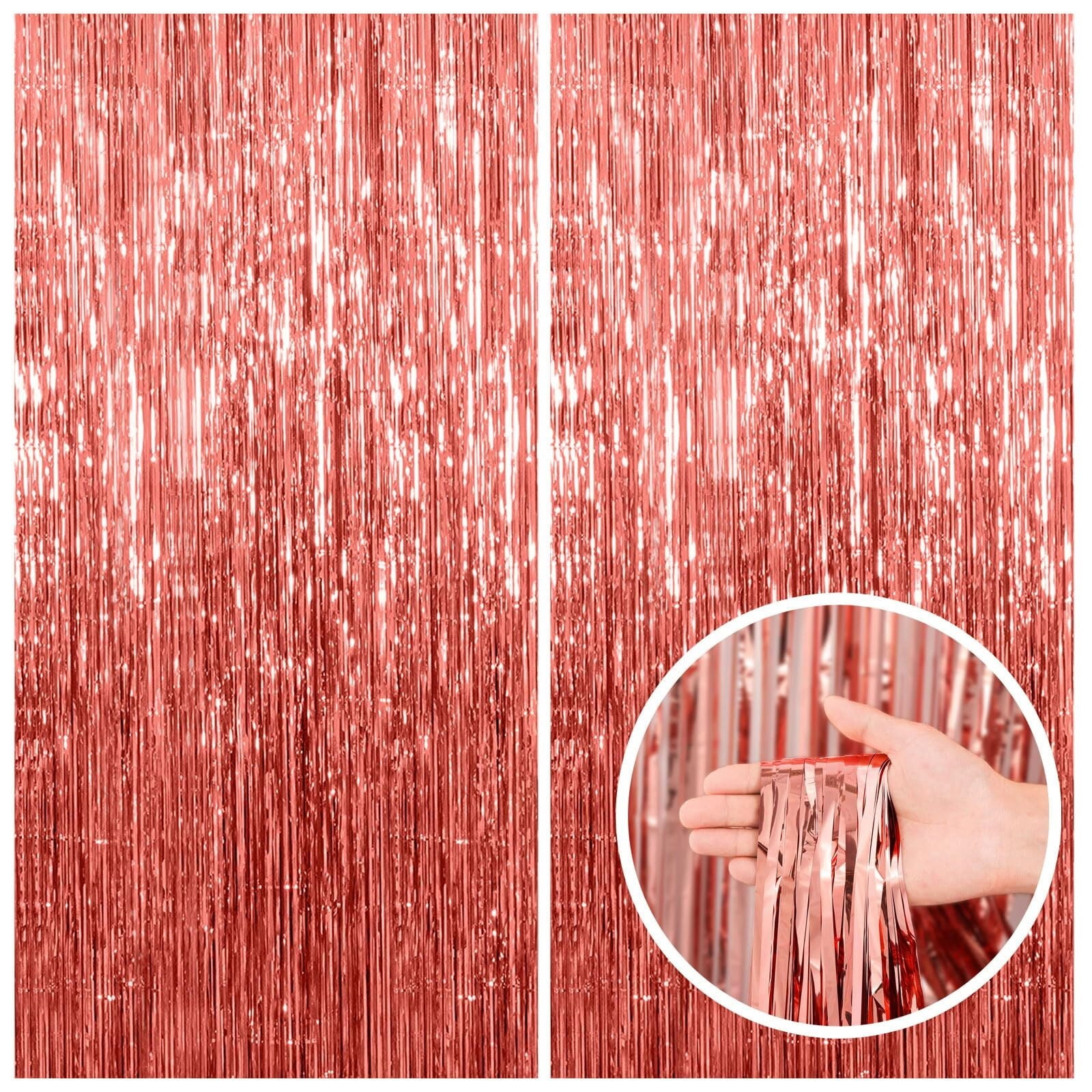 A 2 Pack Pink Backdrop Party Decorations Tinsel Curtain Party Backdrop ...