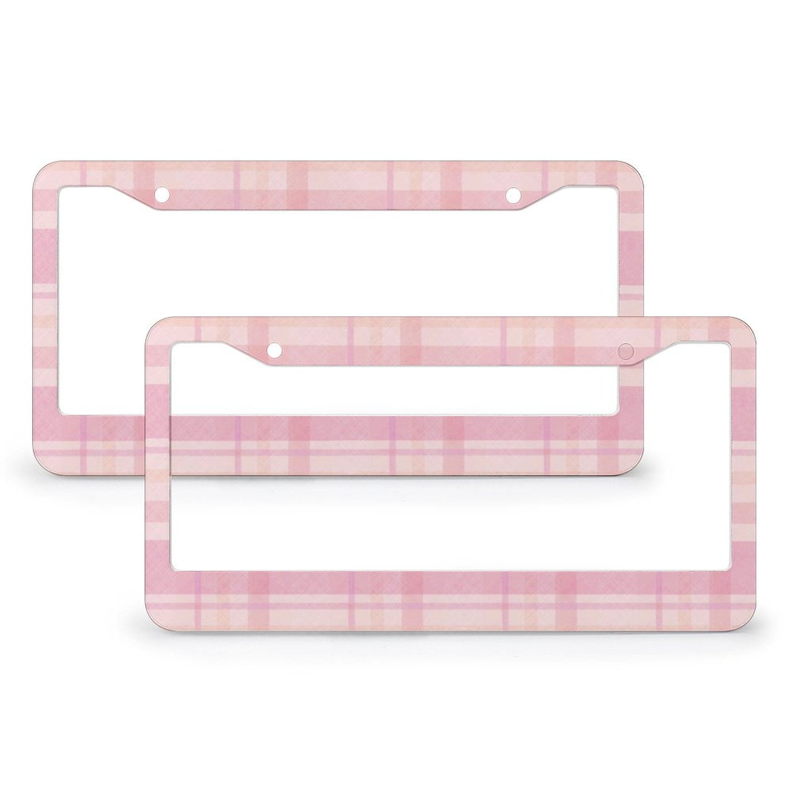 2 Pack Pink And Beige Buffalo Check Plaid License Plate Cover Mid ...