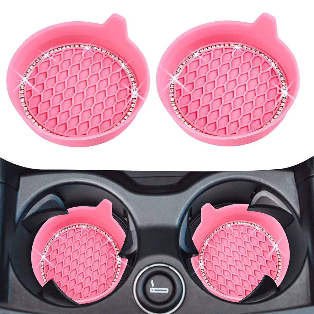 2 Pack Pink Bling Car Cup Holder Coasters with Non-Slip Base Coaster ...