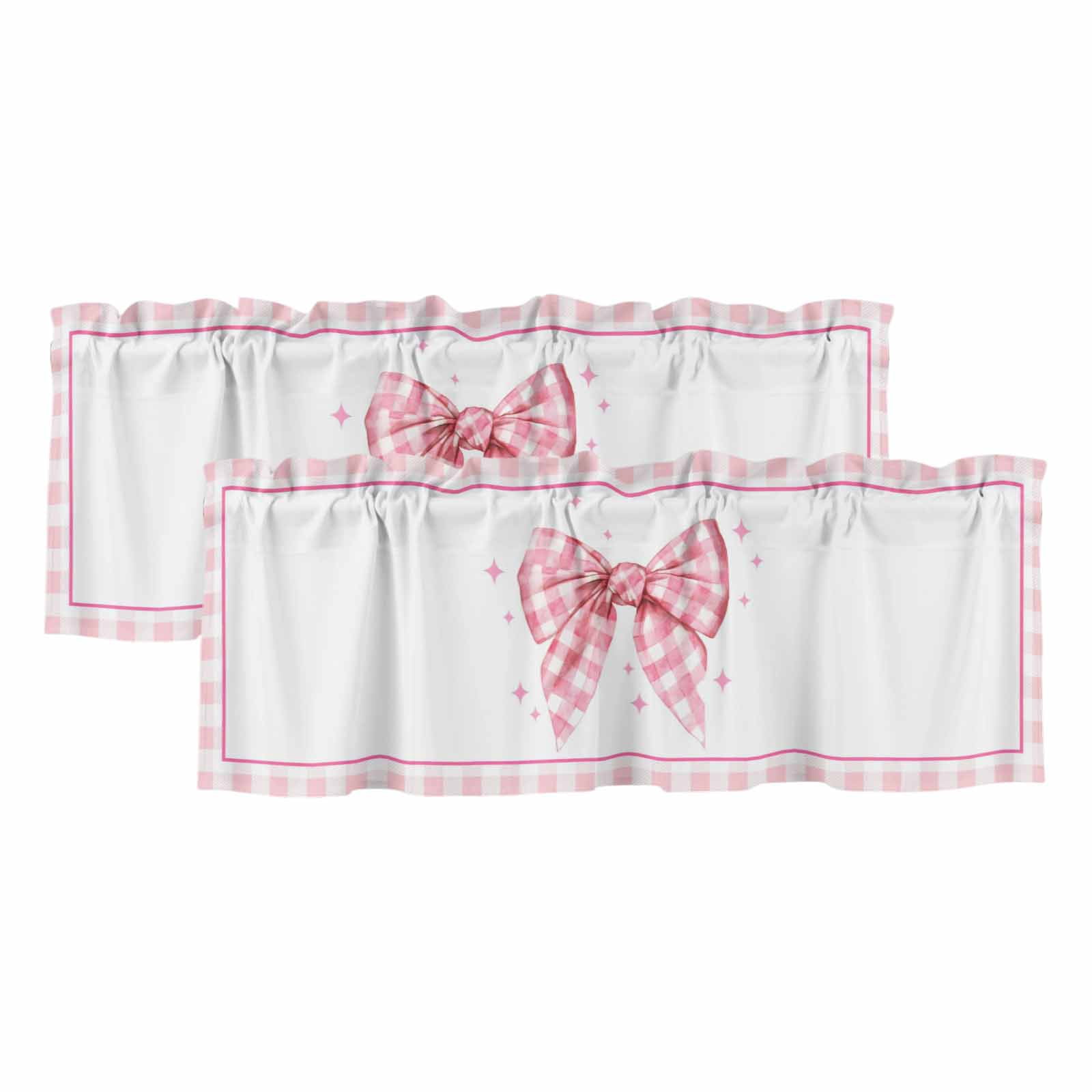 2 Pack Pink Bowknot Valances for Windows Bedroom Living Room Window ...