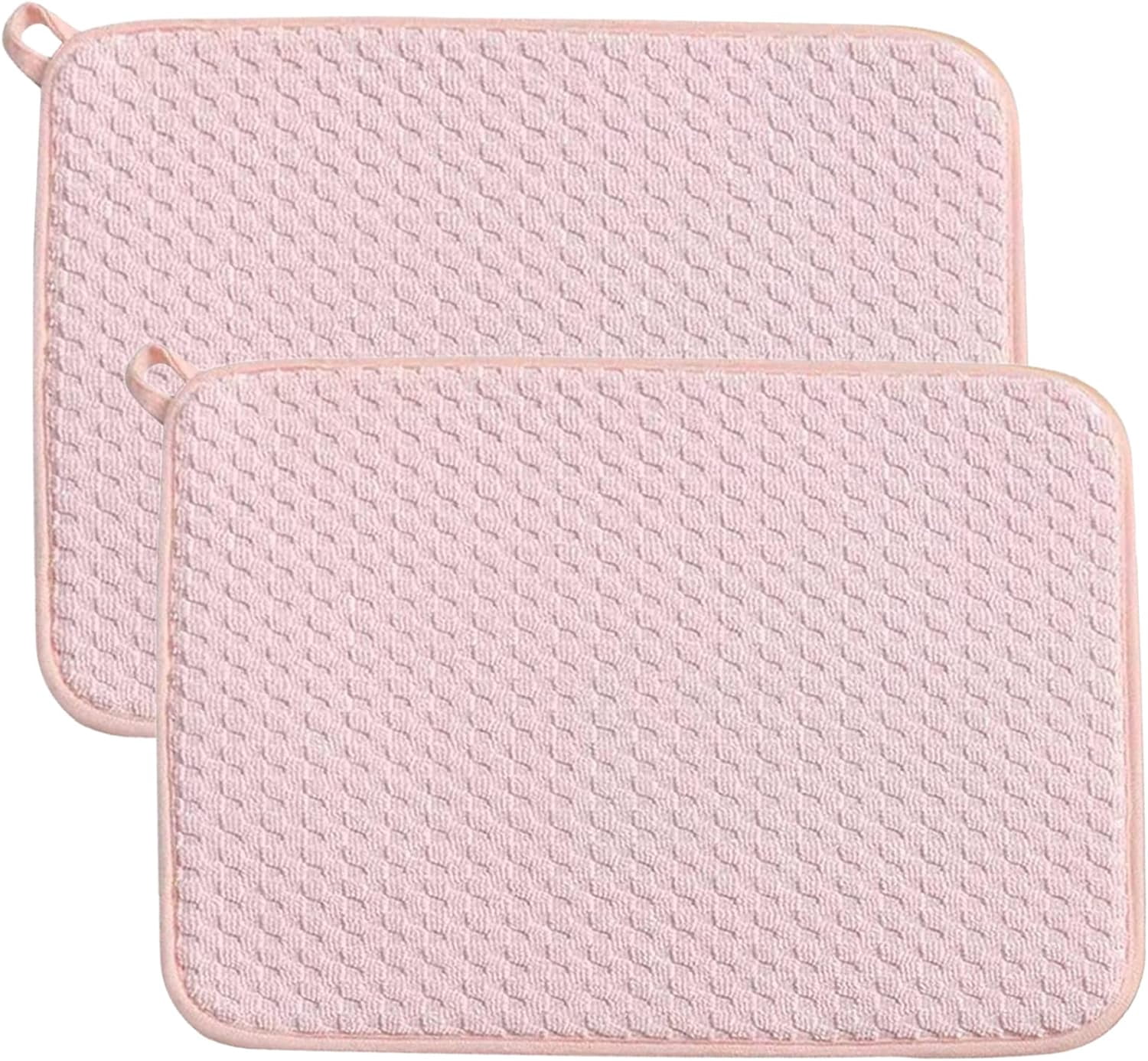2-Pack Pink Dish Drying Mats, Super Absorbent Microfiber Kitchen ...