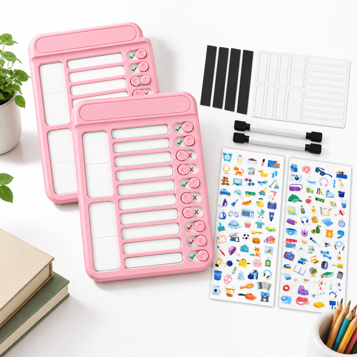 2 Pack Pink Dry Erase Chore Chart Task List Board for Home Office ...