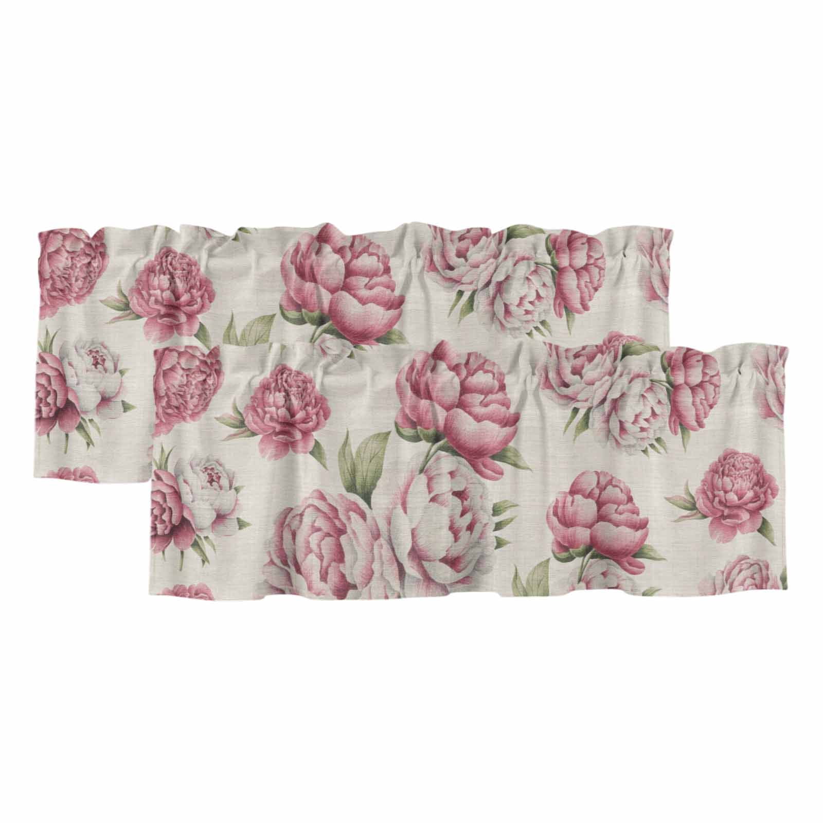 2 Pack Pink Floral Valances for Windows Bedroom Living Room Window ...