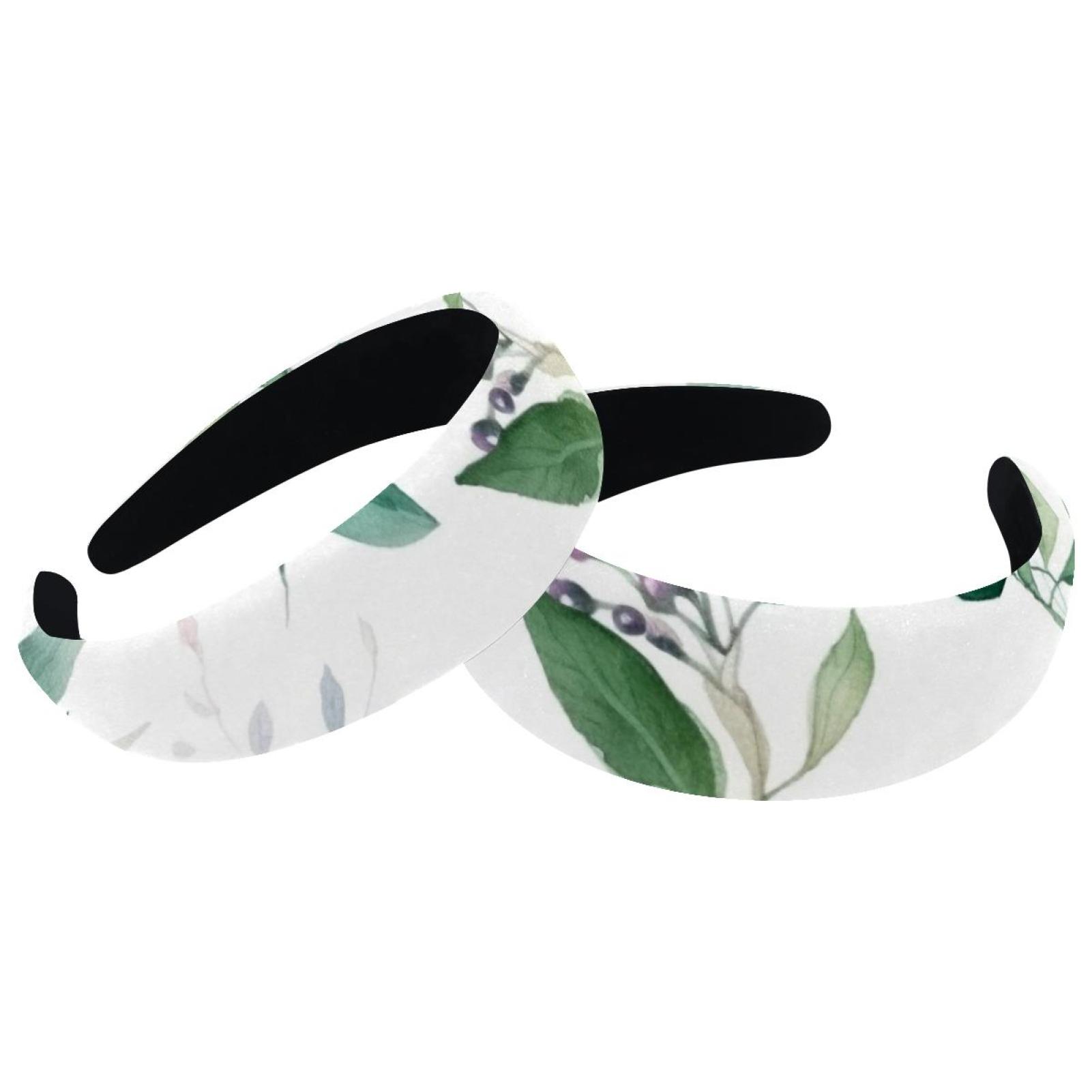 2 Pack Pink Flowers with Leaves Headbands -Wide Fashion Head Bands for ...