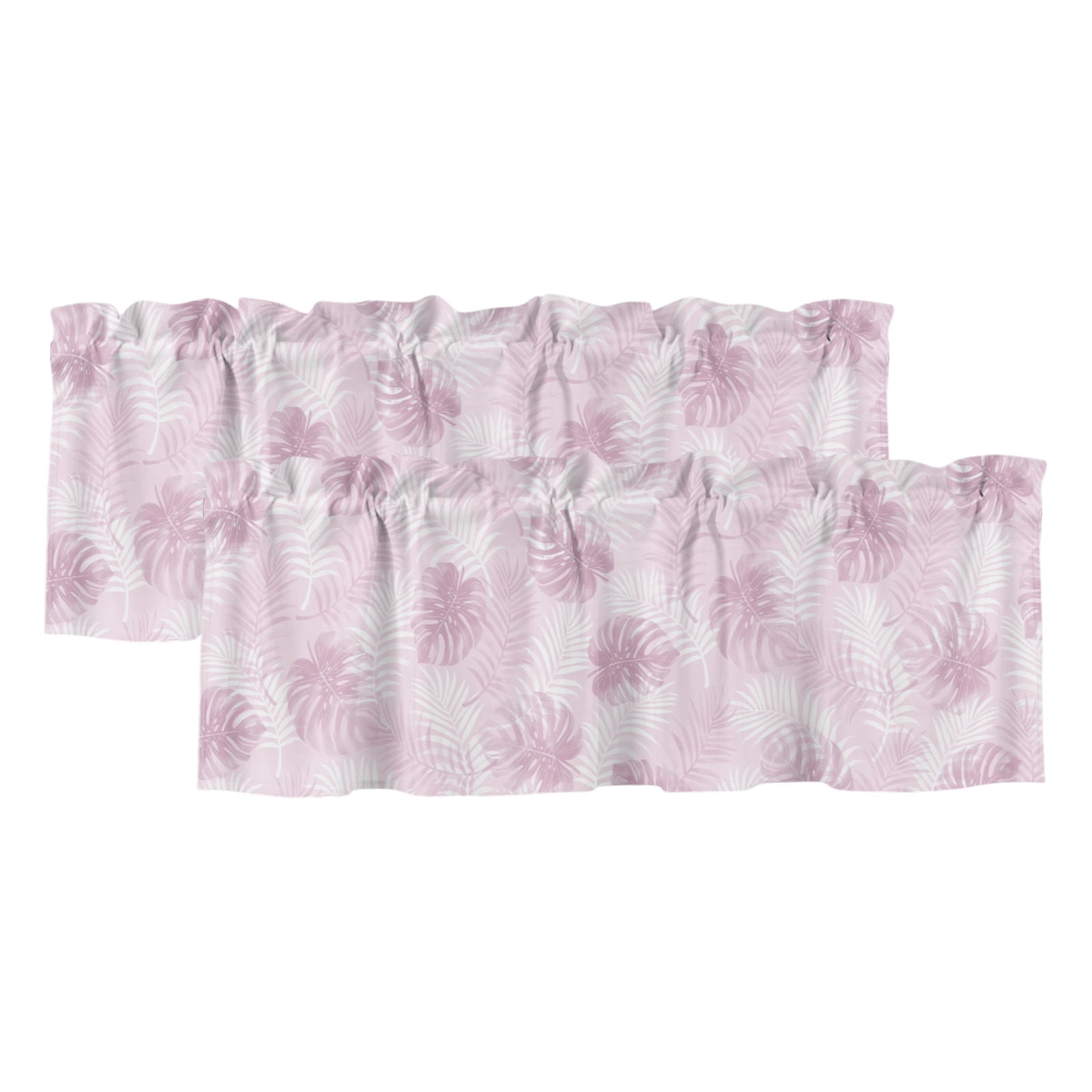 2 Pack Pink Leaf Valance for Window Modern Pink Palm Leaf Monstera ...