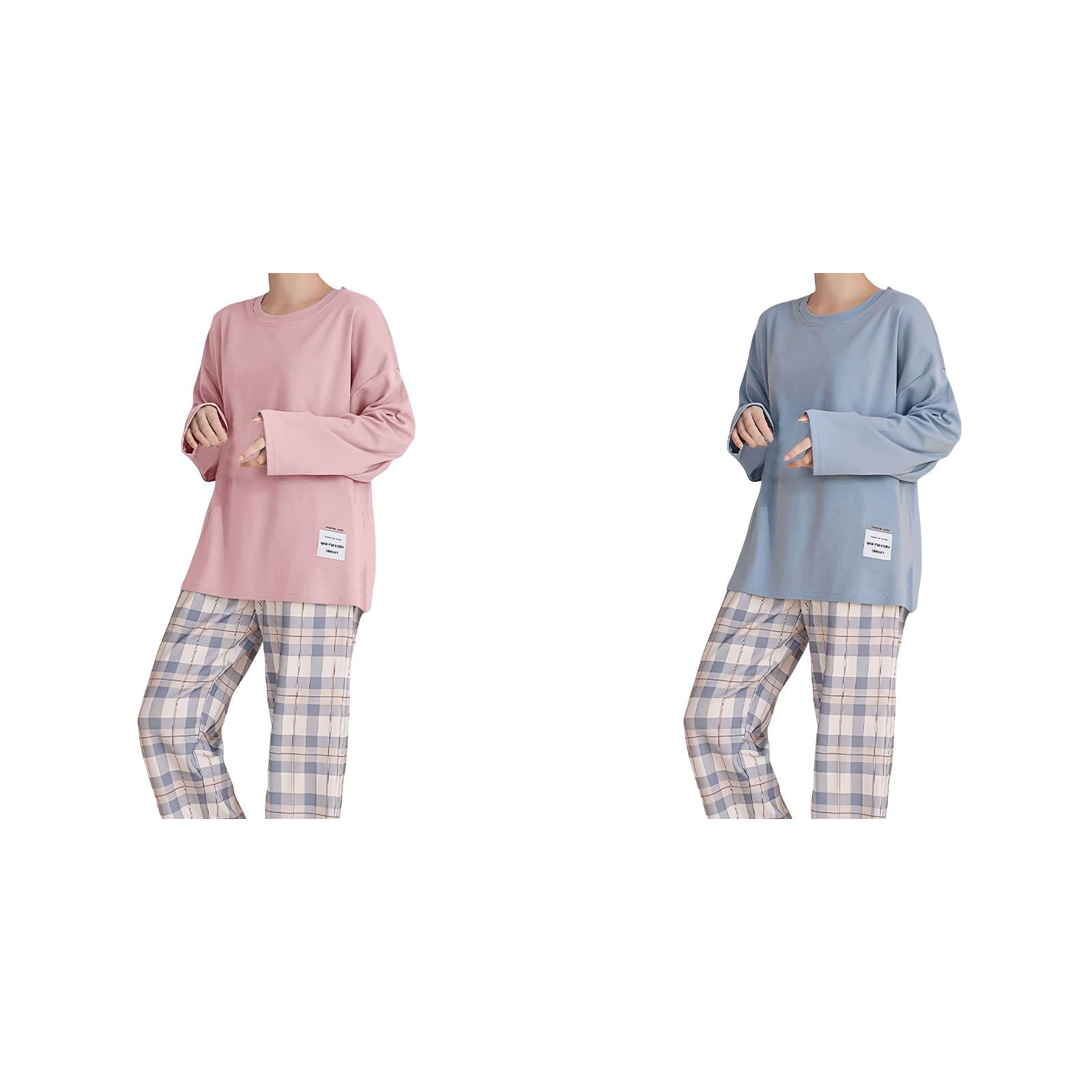 2 Pack(Pink & Light Blue) Pajamas for Women Set Satin Set Womens ...