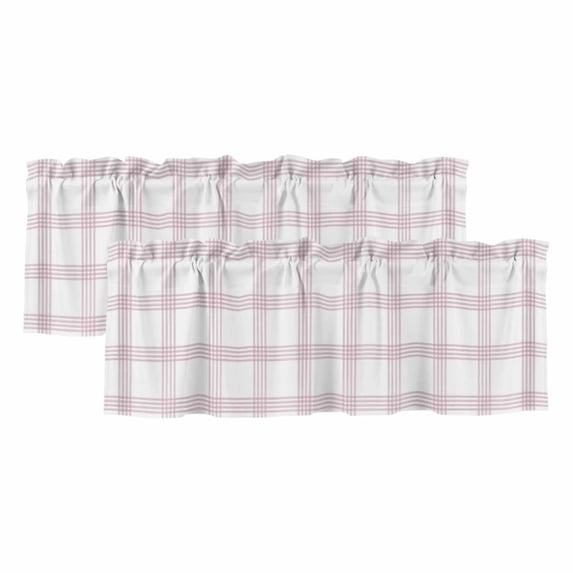 2 Pack Pink Line Plaid Valance for Window Vintage Boho Checkered ...