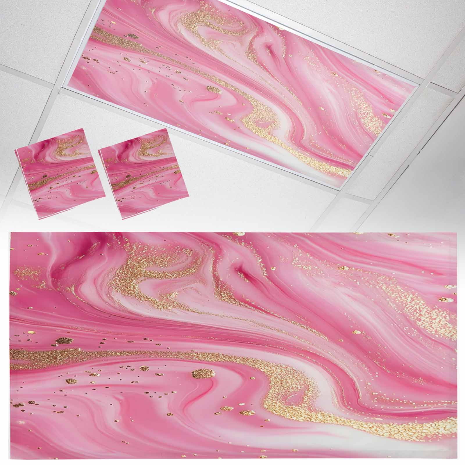2 Pack Pink Marble Abstract Fluorescent Light Covers for Ceiling Lights ...