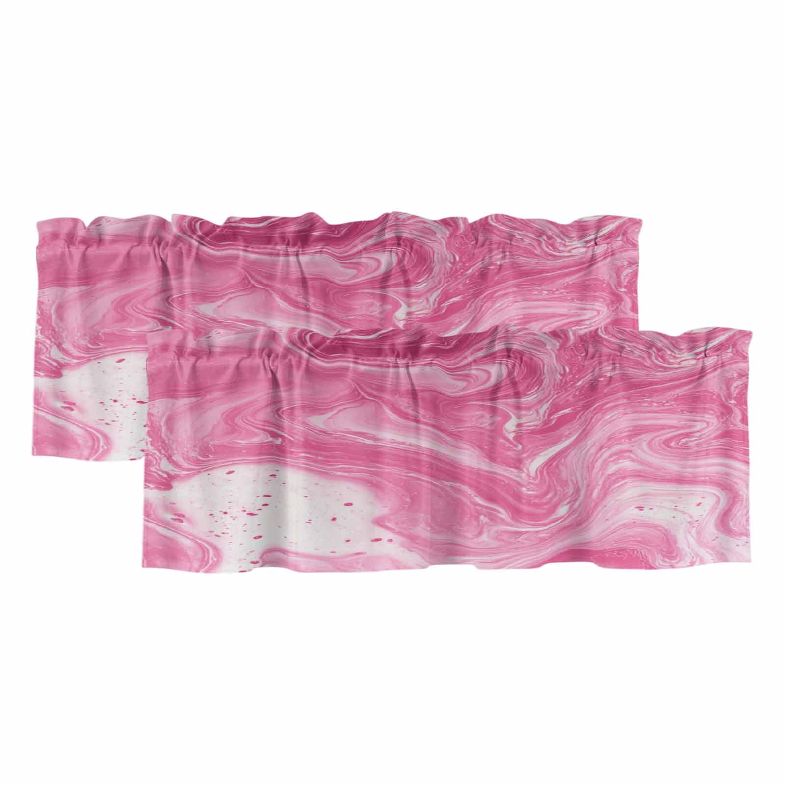 2 Pack Pink Marble Valances for Windows Bedroom Living Room Window ...