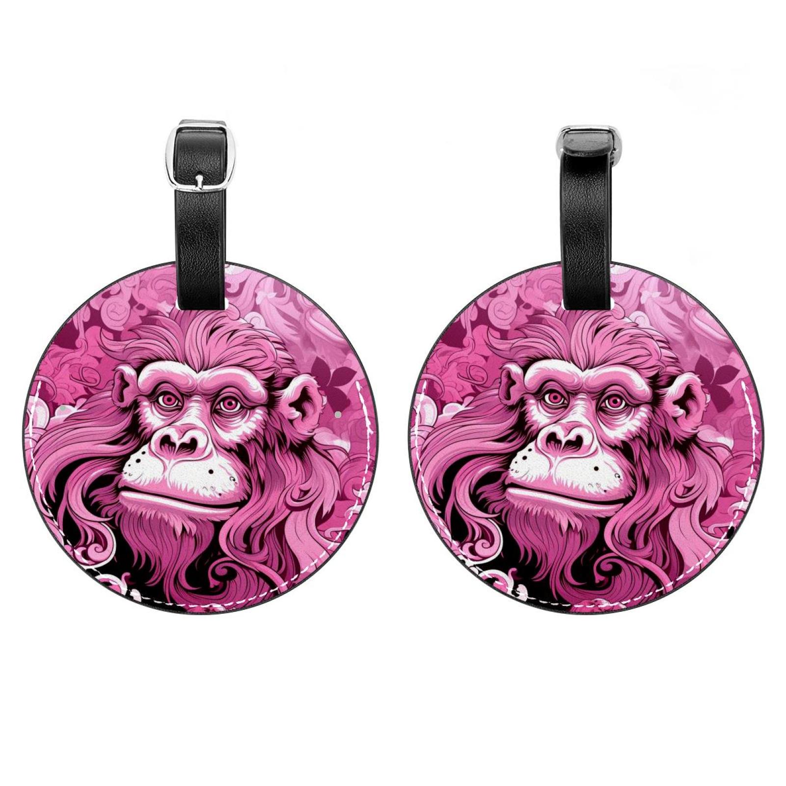 2 Pack Pink Monkey Orangutan Luggage Tag with Name ID Card Perfect to ...