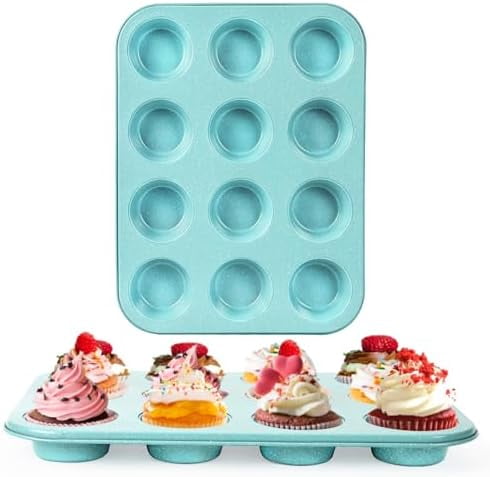 2-Pack Pink Nonstick Muffin Pans, 12-Cup Muffin Cake Pan, 5-Layer Free ...