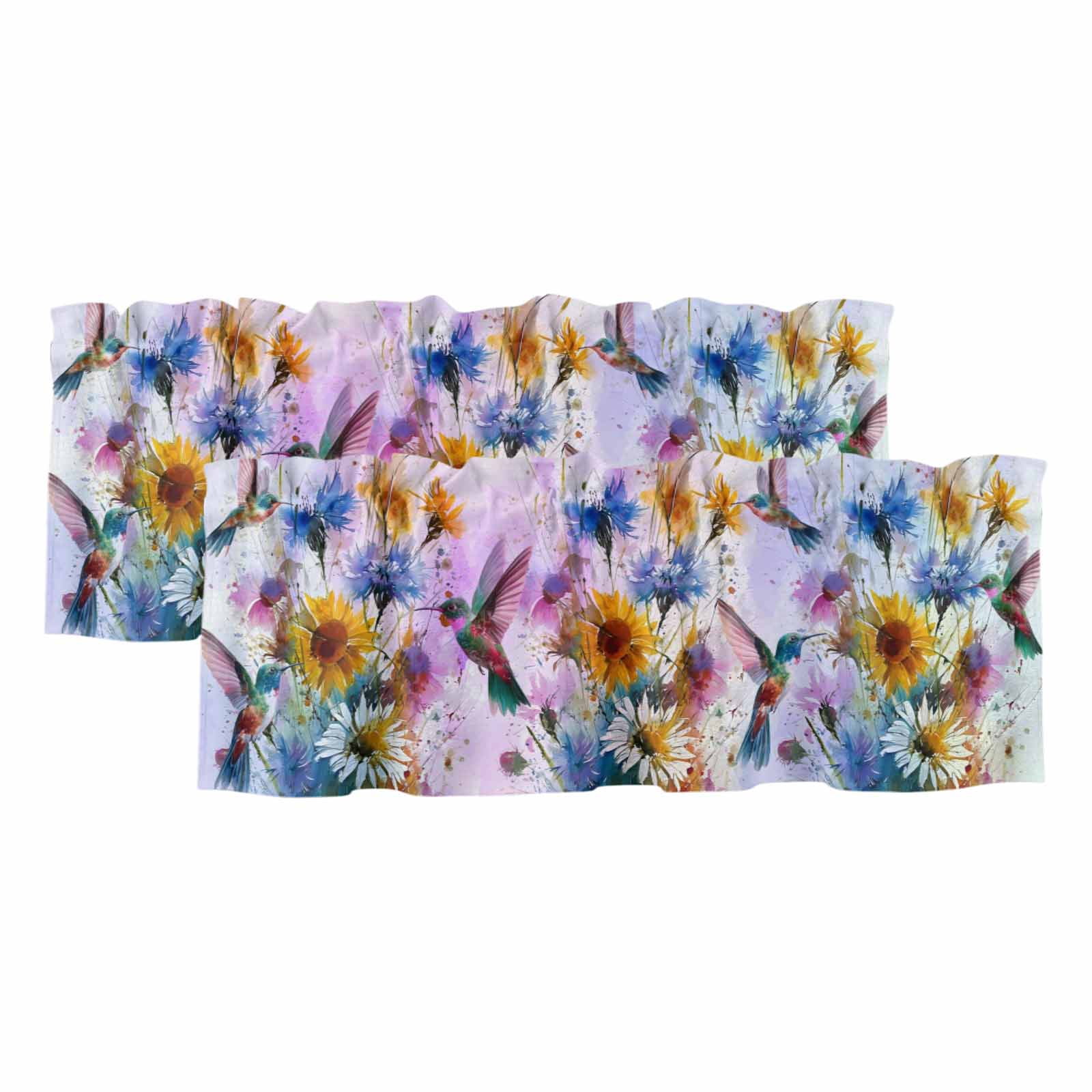 2 Pack Pink Purple Hummingbird Valances for Windows Bedroom Living Room ...
