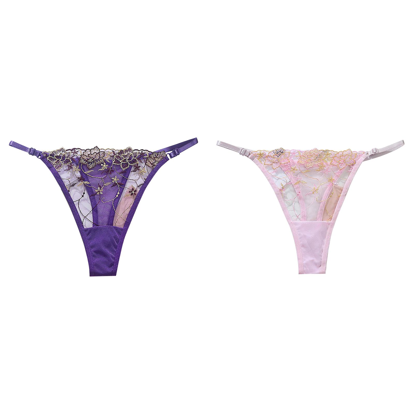 2 Pack(Pink & Purple) Womens Large Size Candy Underwear for Women ...
