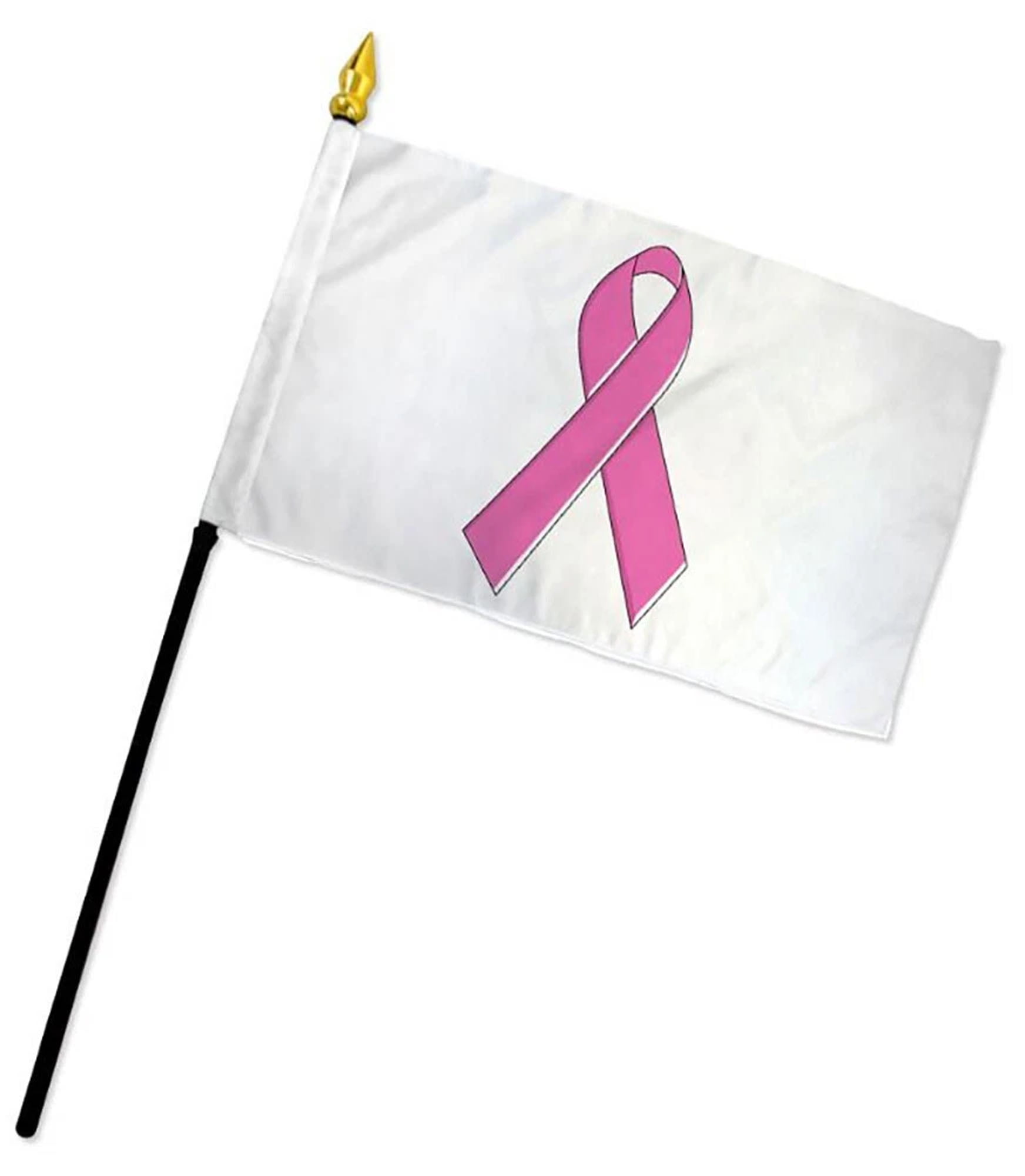 2 Pack Pink Ribbon White Breast Cancer 4"x6" Flag Desk Table Plastic ...