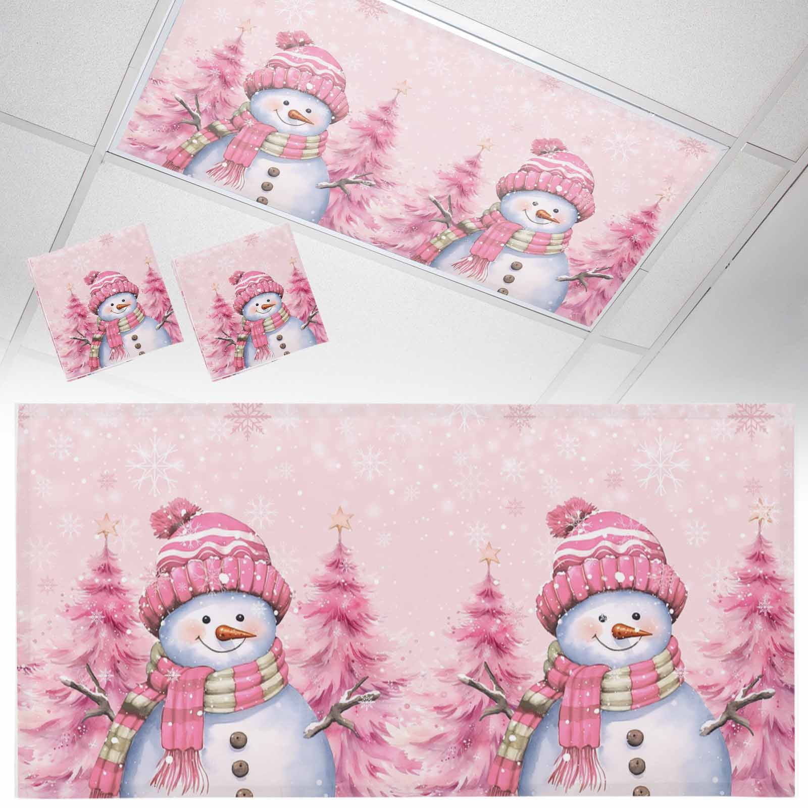 2 Pack Pink Snowman Fluorescent Light Covers for Ceiling Lights ...