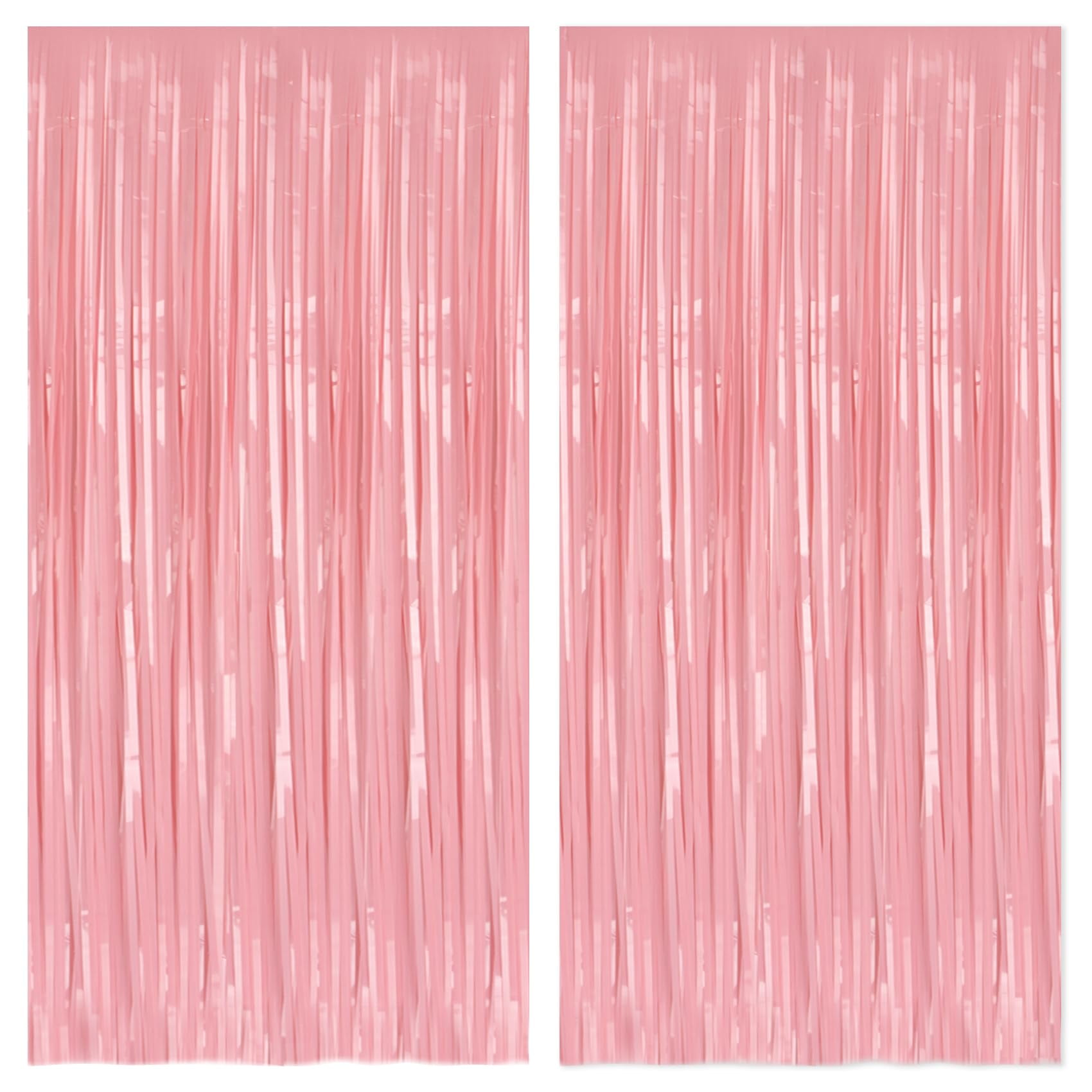 2 Pack Pink Tinsel Foil Fringe Party Backdrop Curtains 3.2x8.2 ft Pink ...