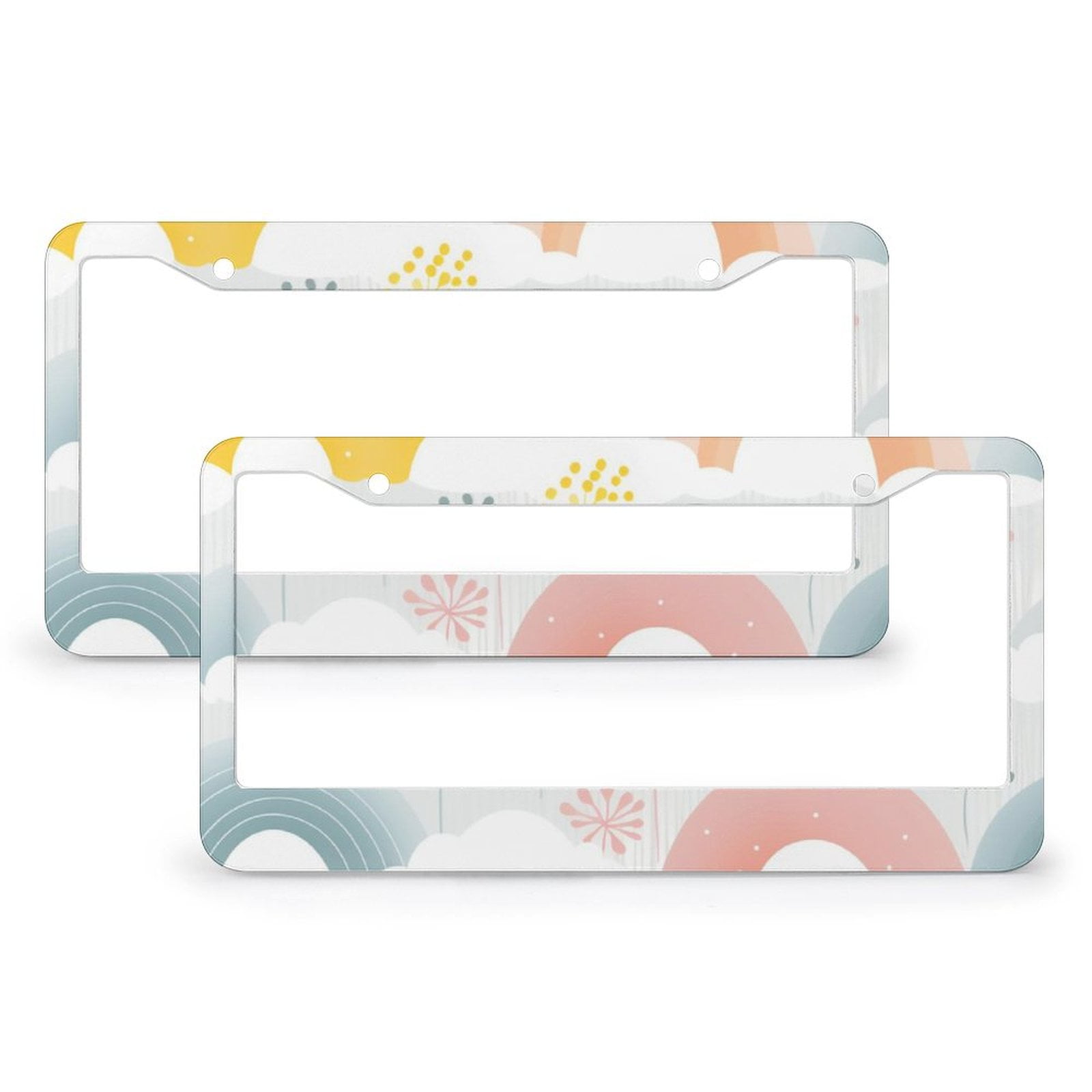 2 Pack Pink White And Blue And Grey Rainbow License Plate Frames Cute ...