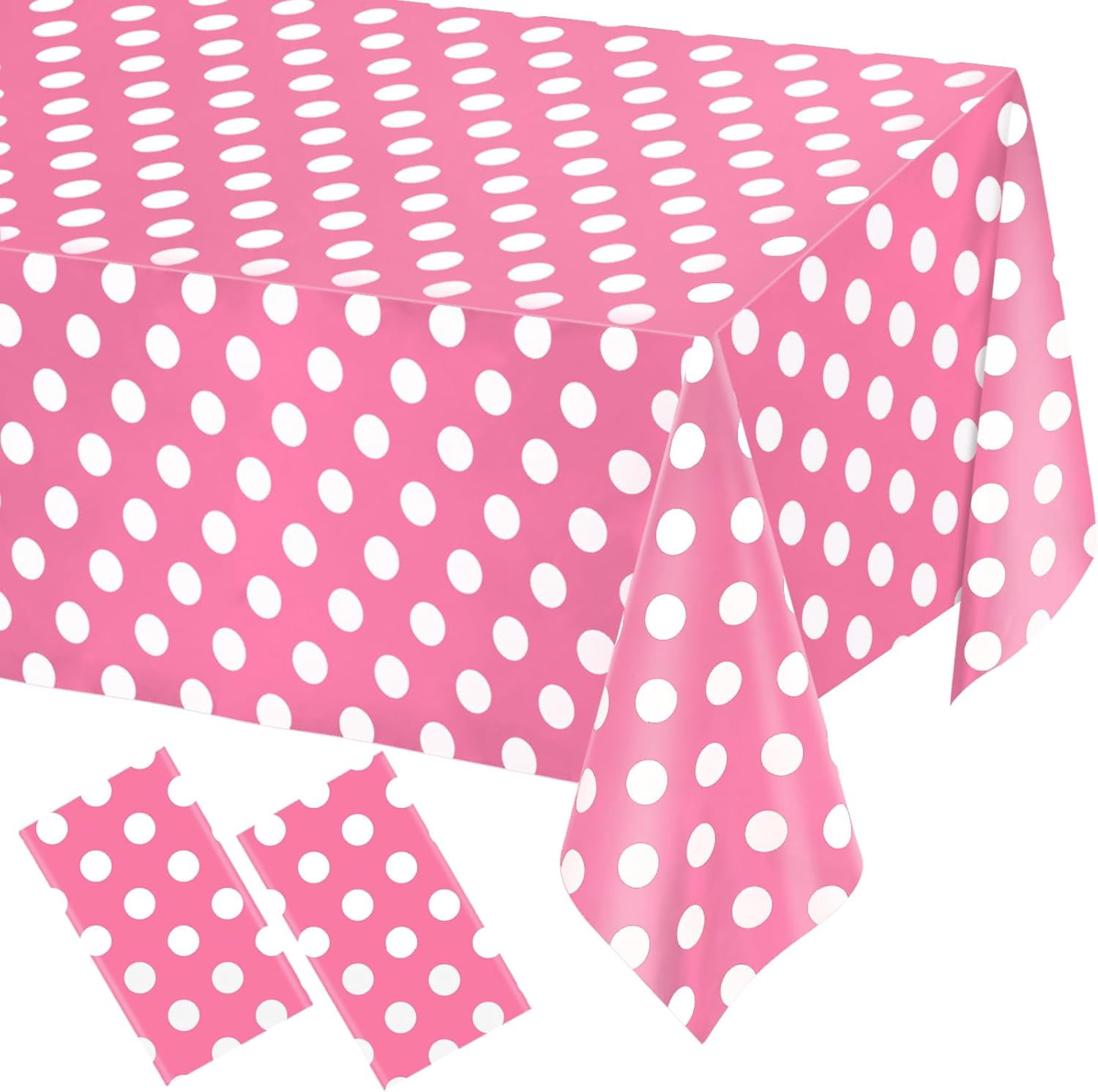 2 Pack Pink and White Polka Dot Tablecloths – Pink Disposable Plastic ...