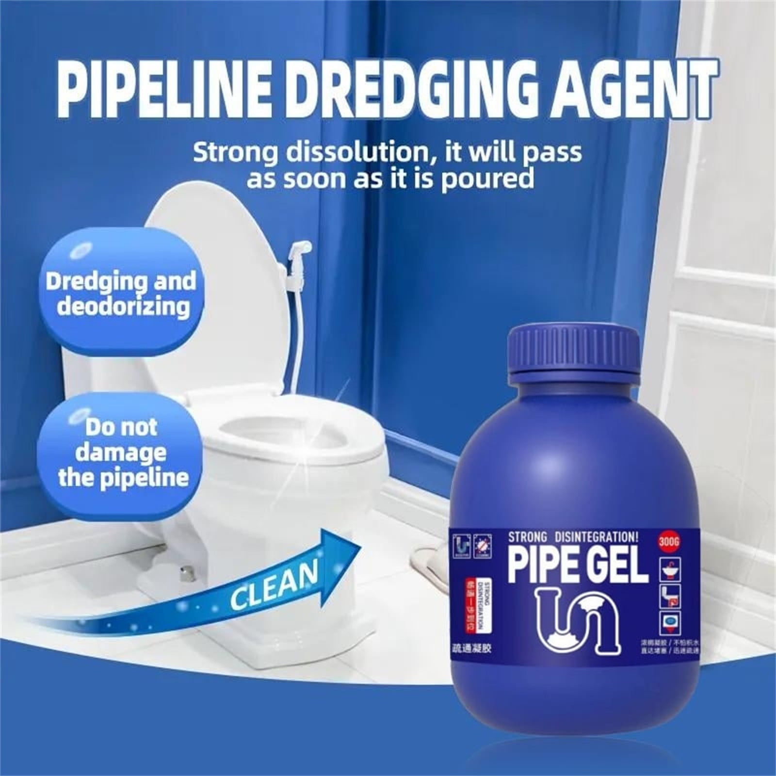 2-Pack Pipe Dredging Gel, Powerful Drain Clog Remover for Kitchen ...