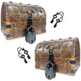 2 Pack Pirate's Treasure Chest Wooden Nautical Jewelry Box with ...