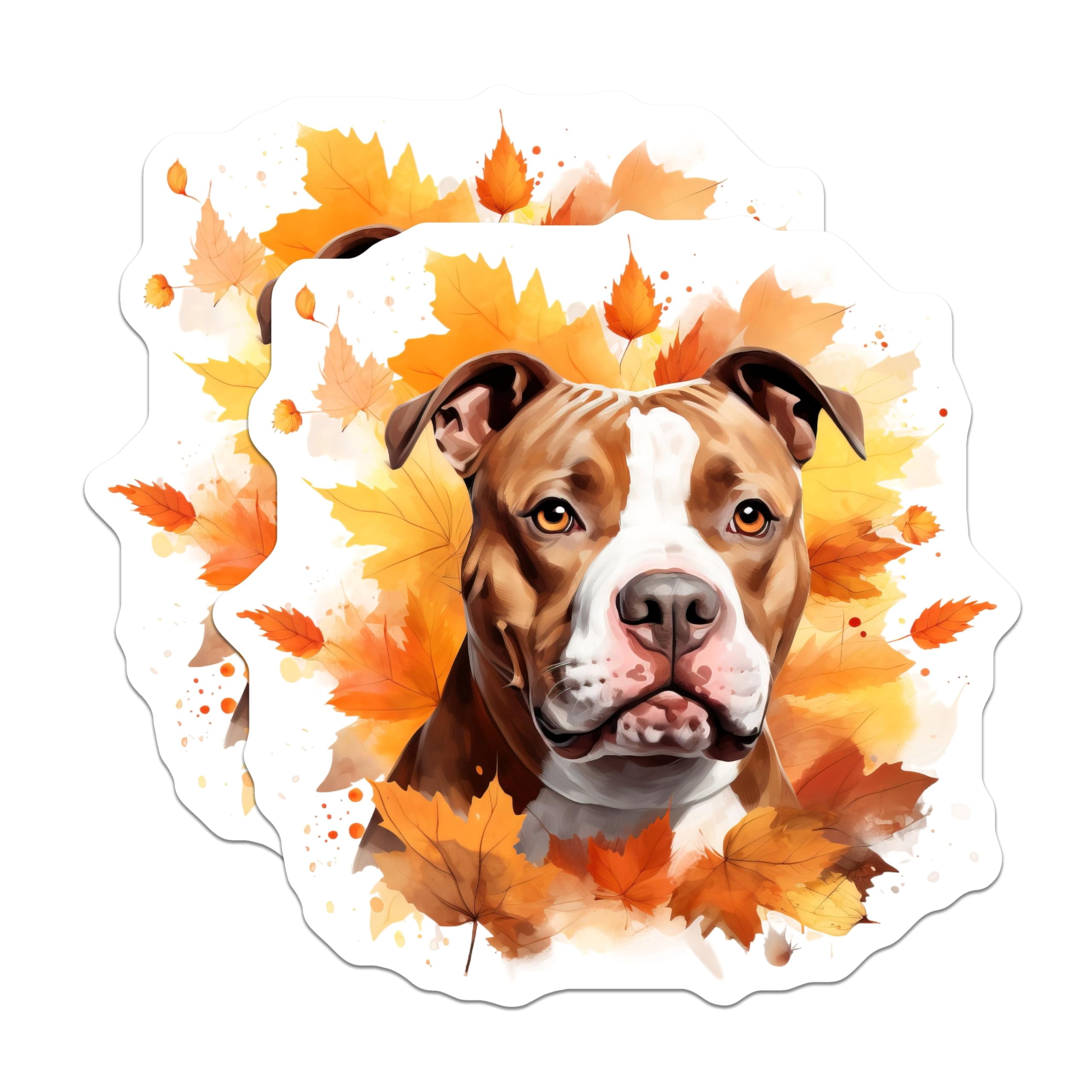 (2 Pack) Pitbull Stickers - Autumn Leaves Design - Fall Dog Lover - Dog ...