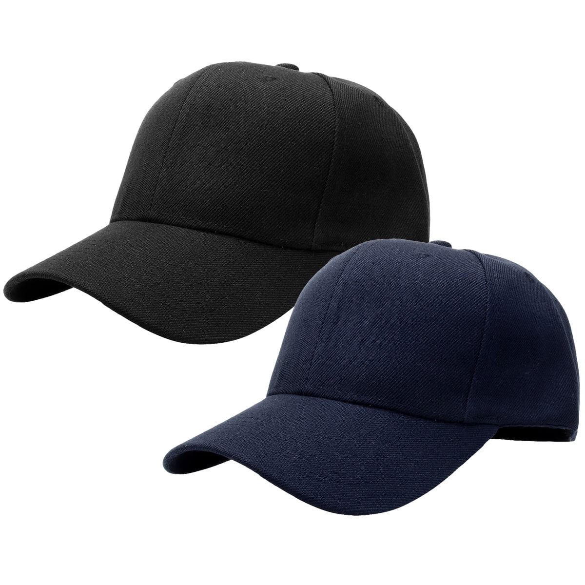 Falari 2-Pack Plain Baseball Cap, Men Women, Adjustable, Black Navy ...