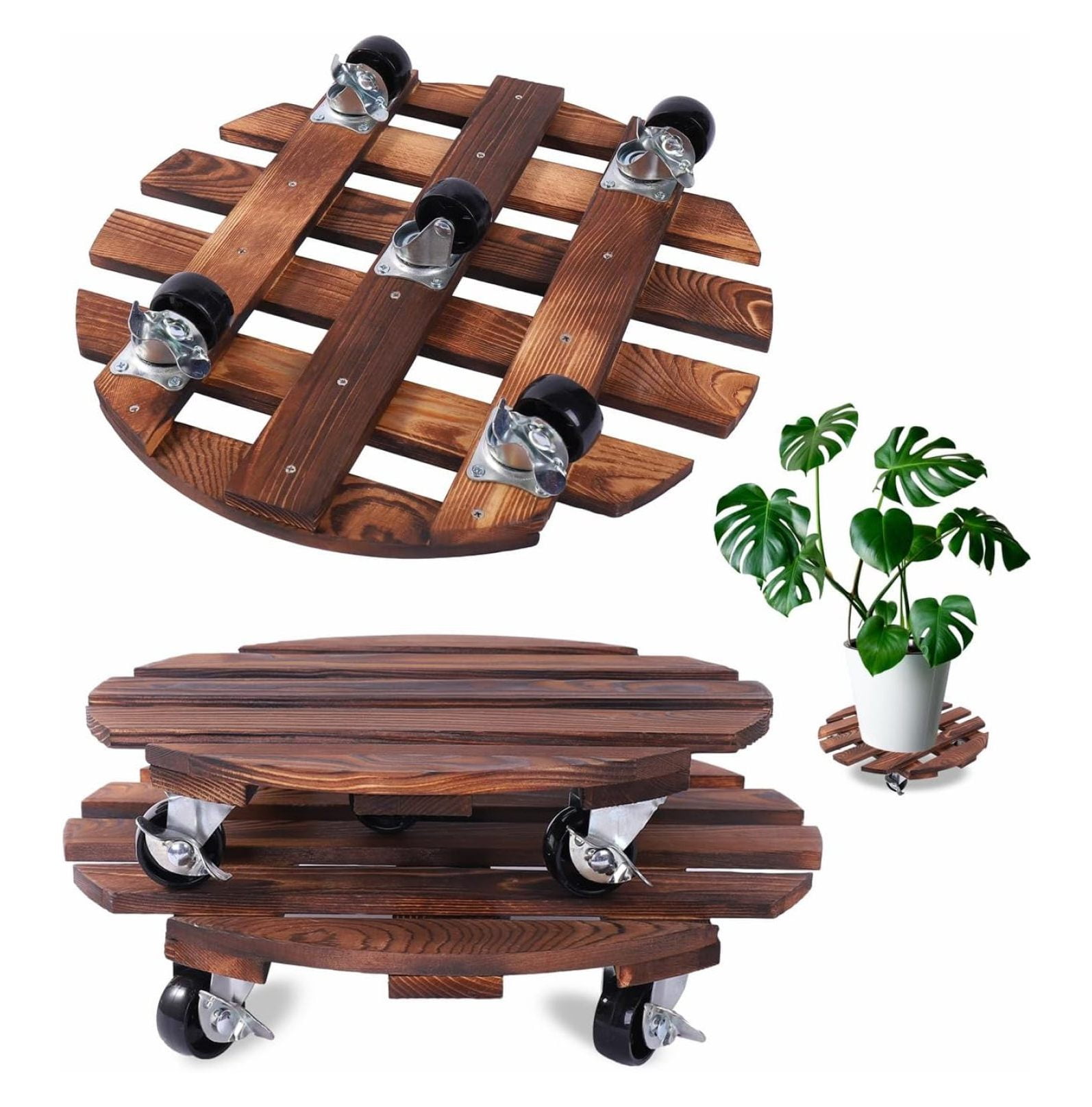 2 Pack Plant Caddy with 5 Wheels, 14" + 12" Rolling Plant Stand 220 LB ...