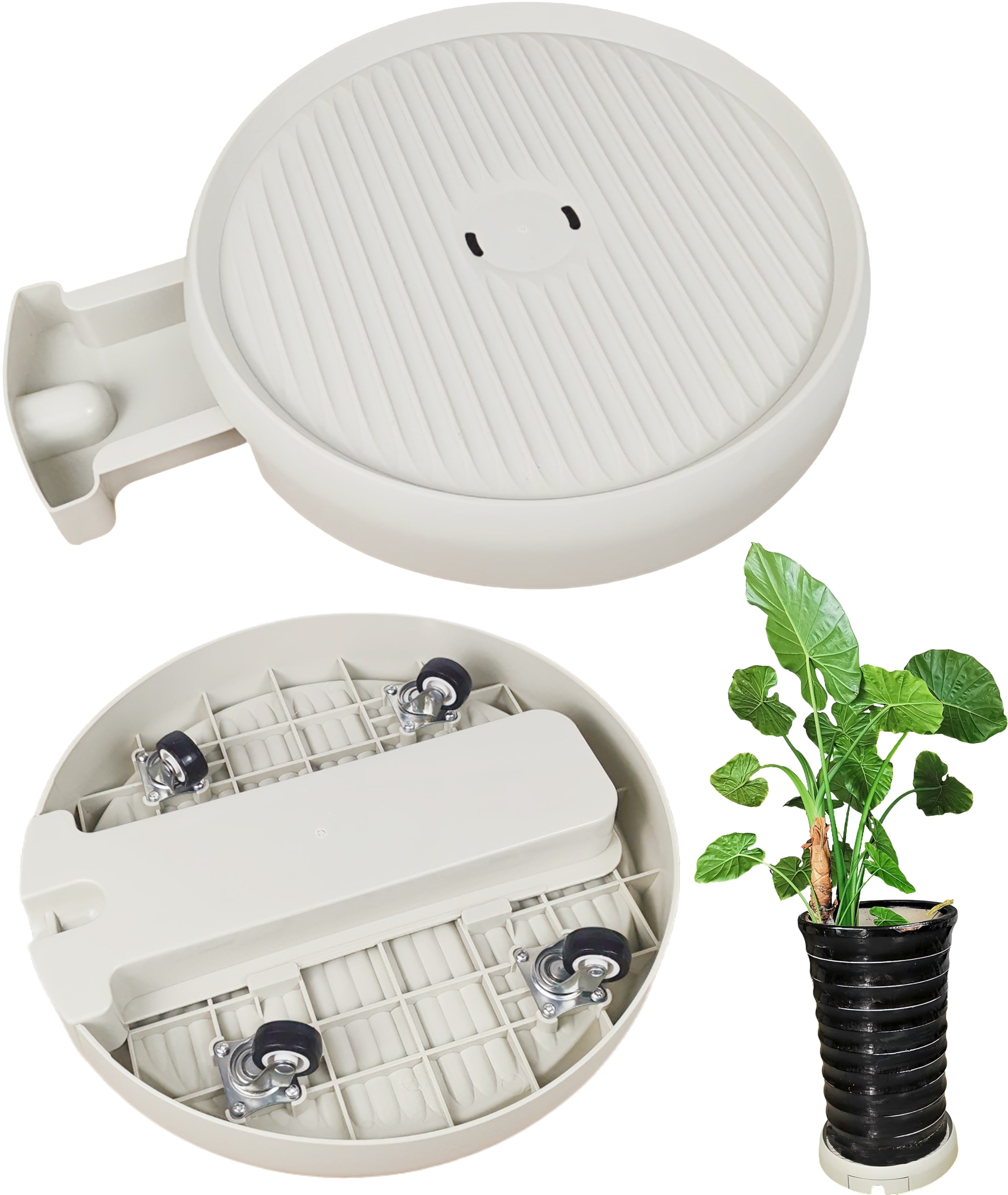 2 Pack Plant Caddy with Hidden Wheels, 360° Rolling Plants Stand with ...