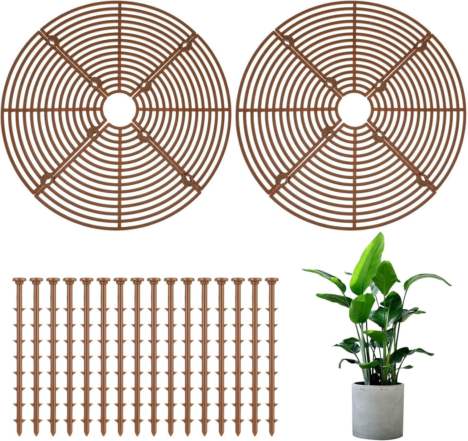 2 Pack Plant Pot Cover, 11.8inch Plant Pot Grid Soil Protectors with 16 ...