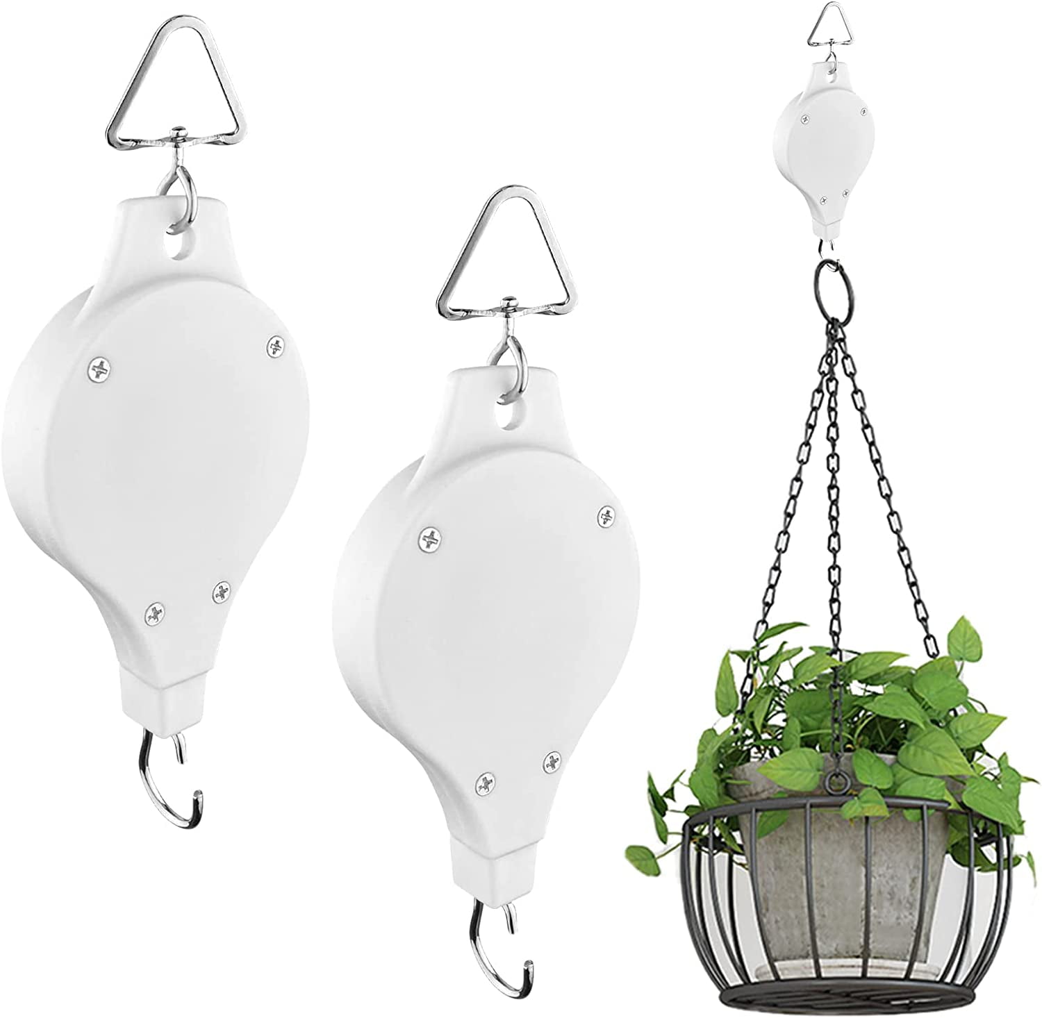 2 Pack Plant Pulley Retractable Pulley Plant Hanger,Adjustable Plant ...