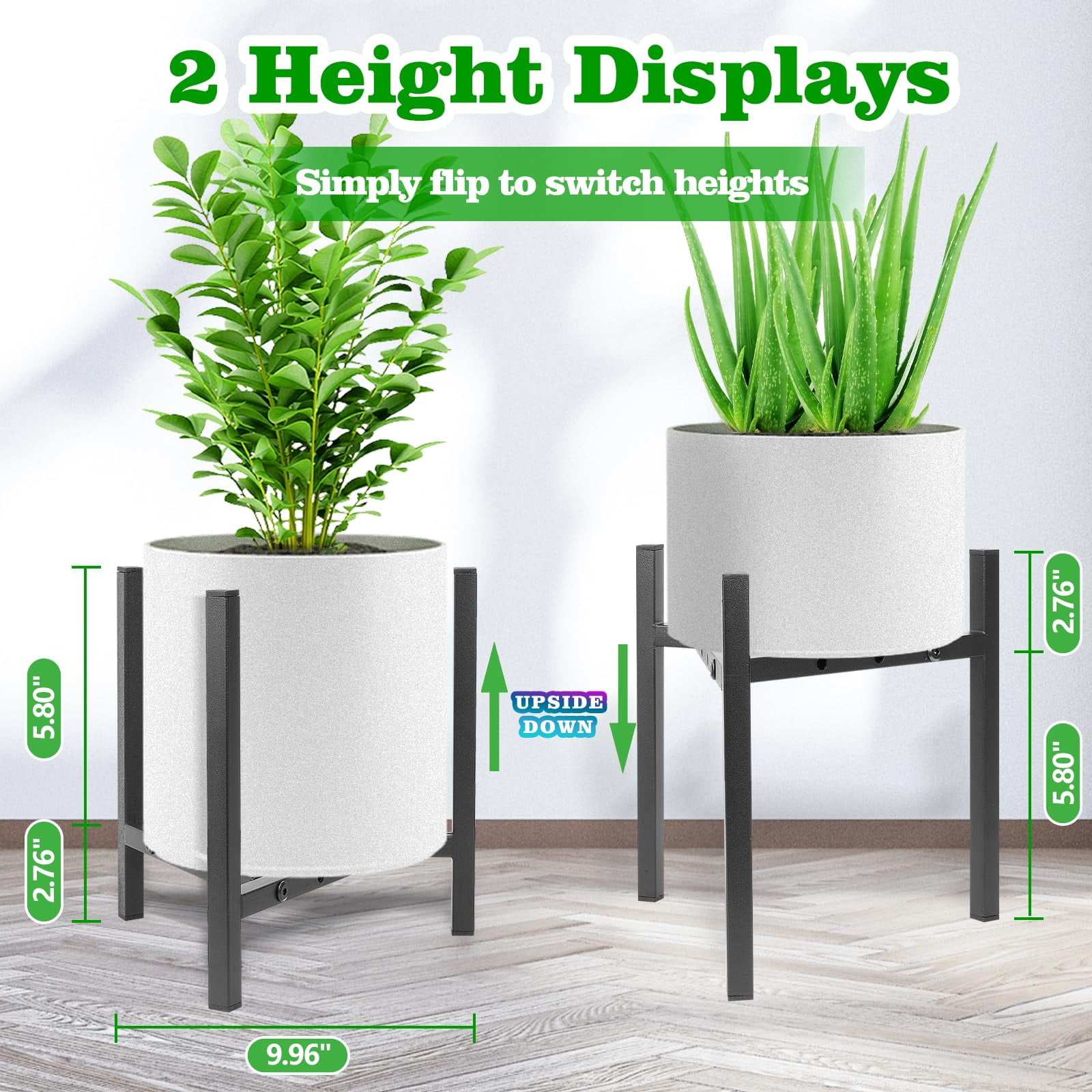 2 Pack Plant Stand Indoor Adjustable, Metal Modern Plant Stand, Heavy ...