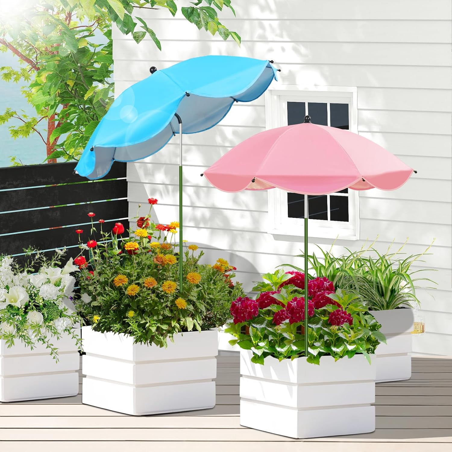2 Pack Plant Umbrellas for Outdoor Plants, 26" Garden Umbrella for ...