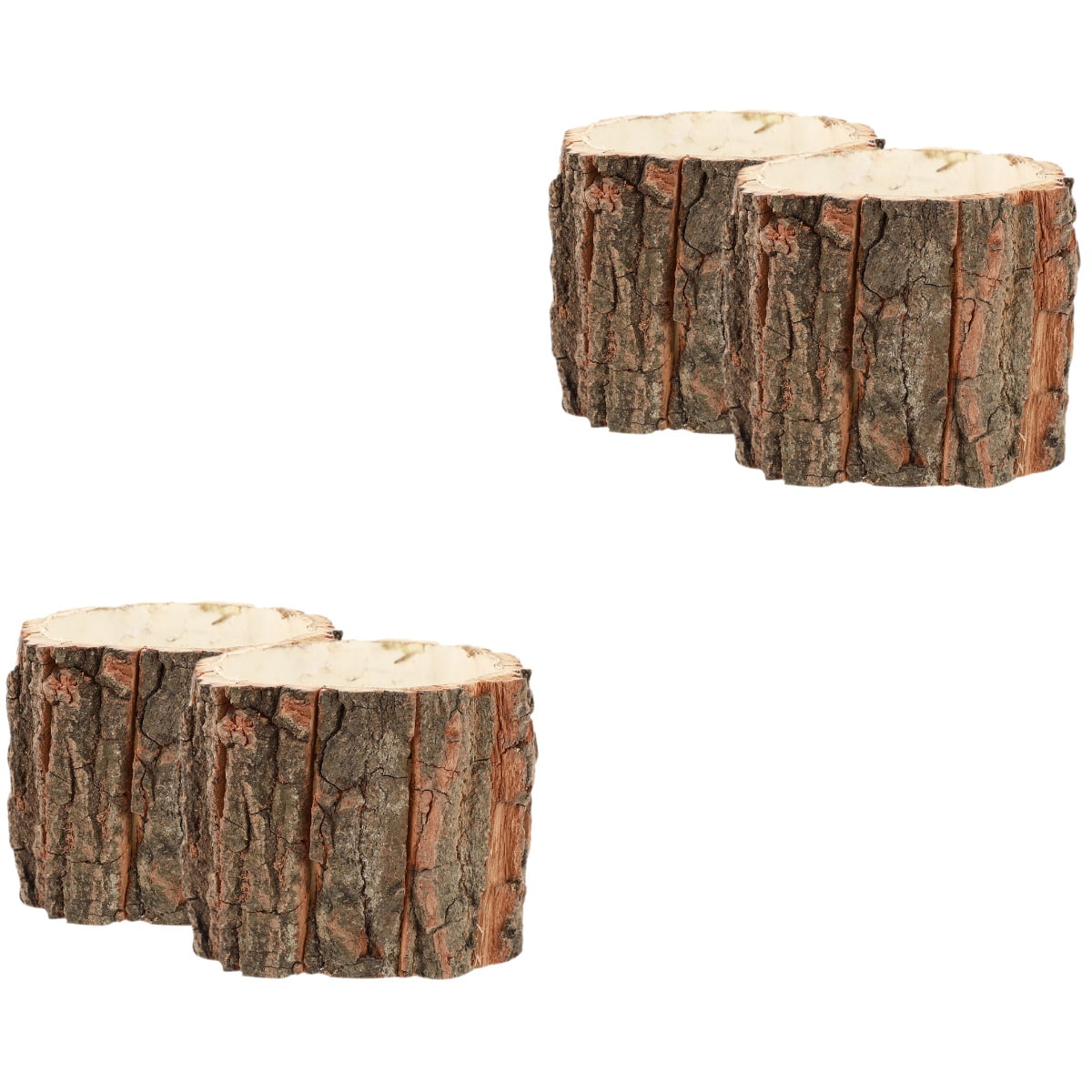 FESTFENDS Tree Stump Decor Wooden Planters for Living Room Console 4Pcs ...