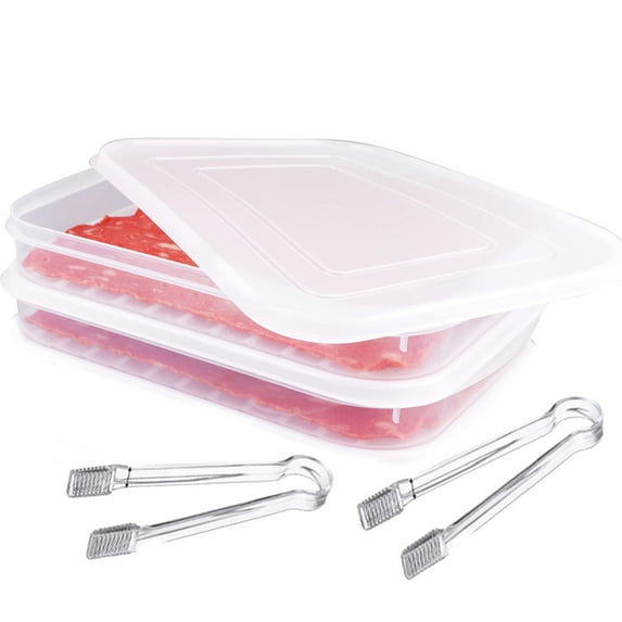2 Pack-Plastic Bacon Keeper with Lids Airtight, Deli Meat Cold Cuts ...
