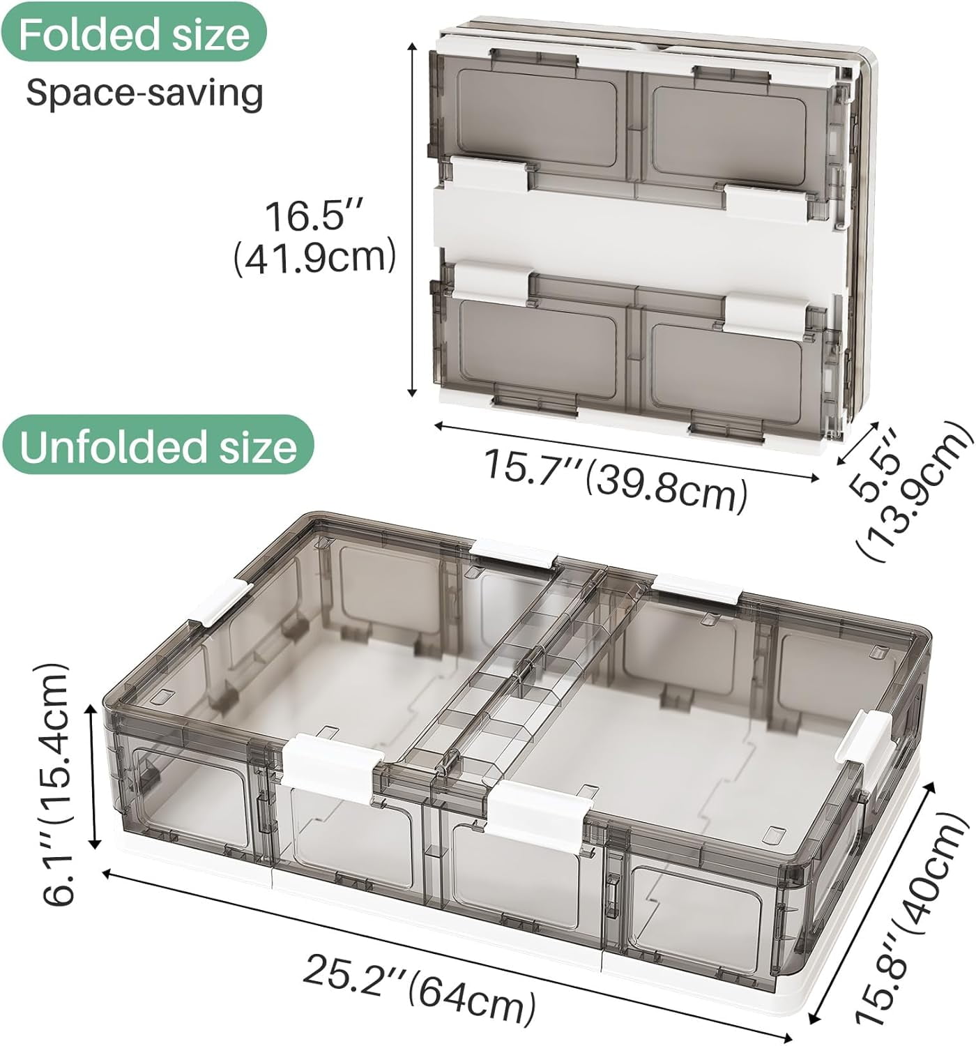 2 Pack Plastic Under Bed Storage Bins with Lids and 8 Pre-installed ...